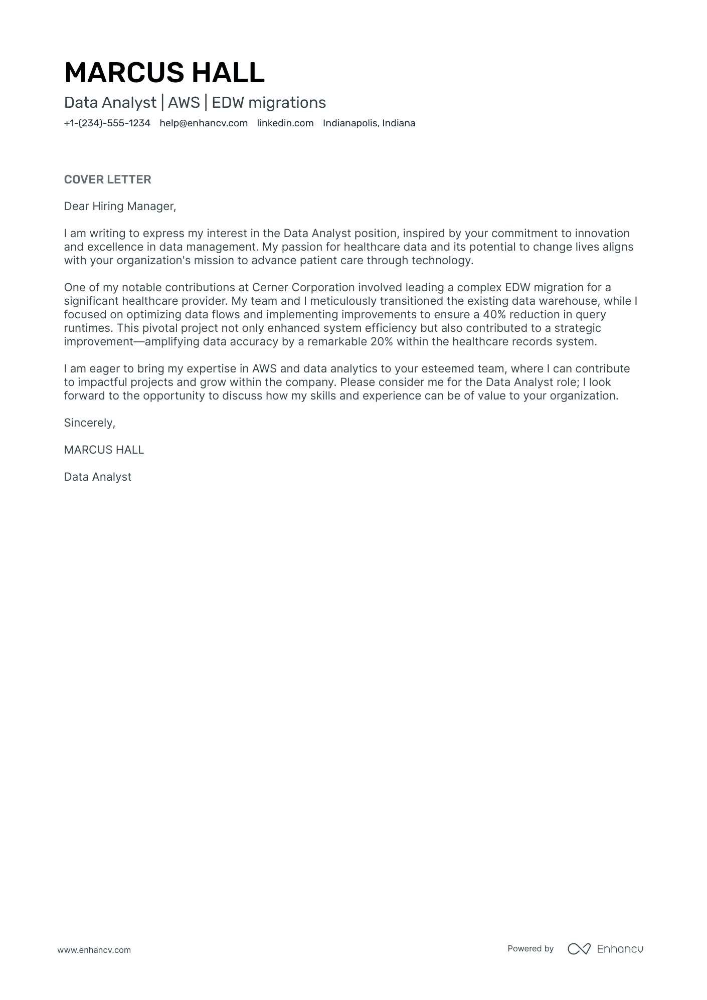 20 Professional Data Analyst Cover Letter Examples and Template for ...