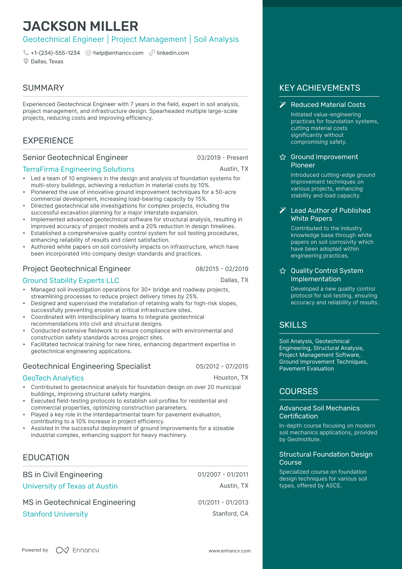 10 Geotechnical Engineering Resume Examples & Guide for 2026
