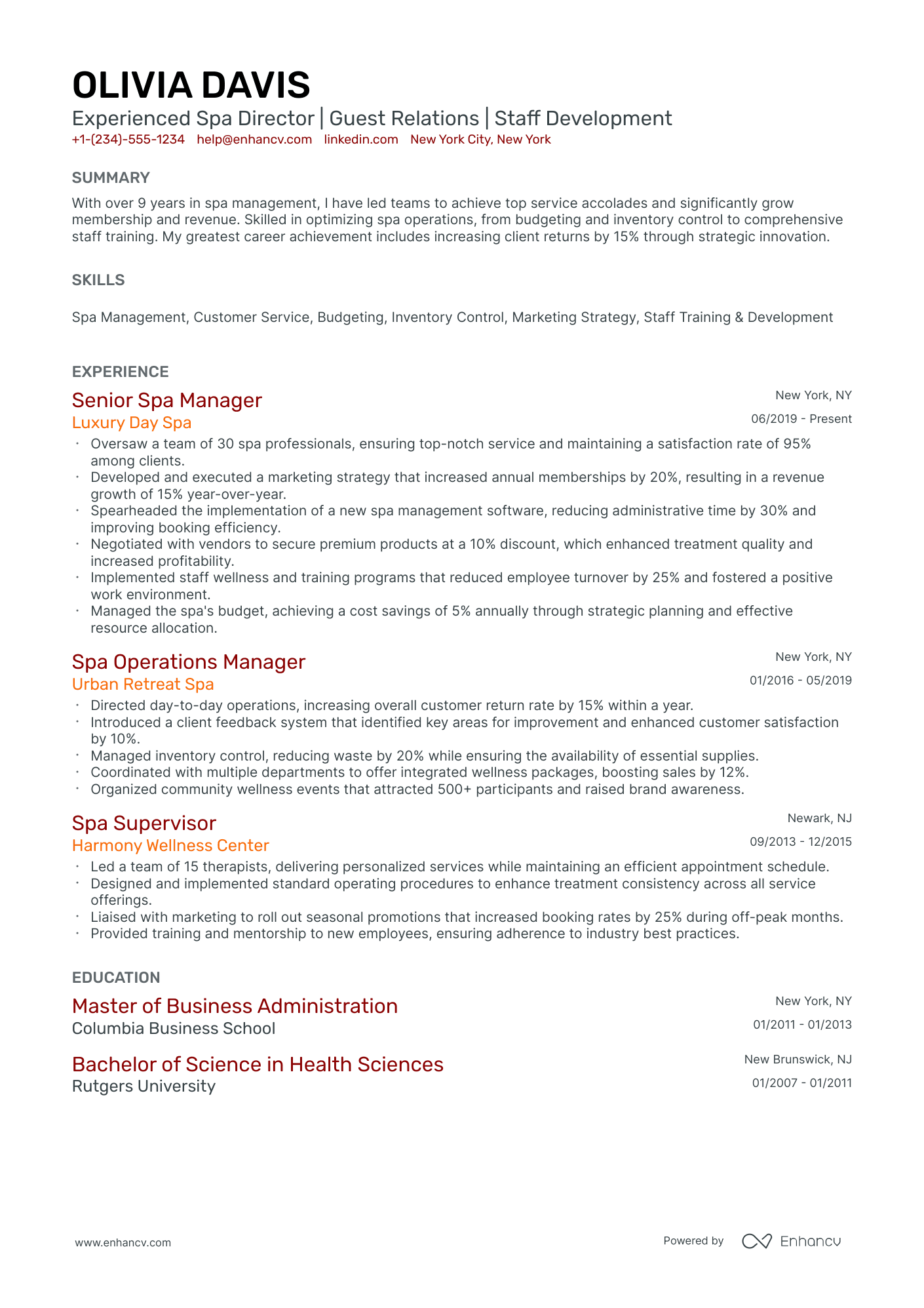 10 Spa Director Resume Examples & Guide for 2026