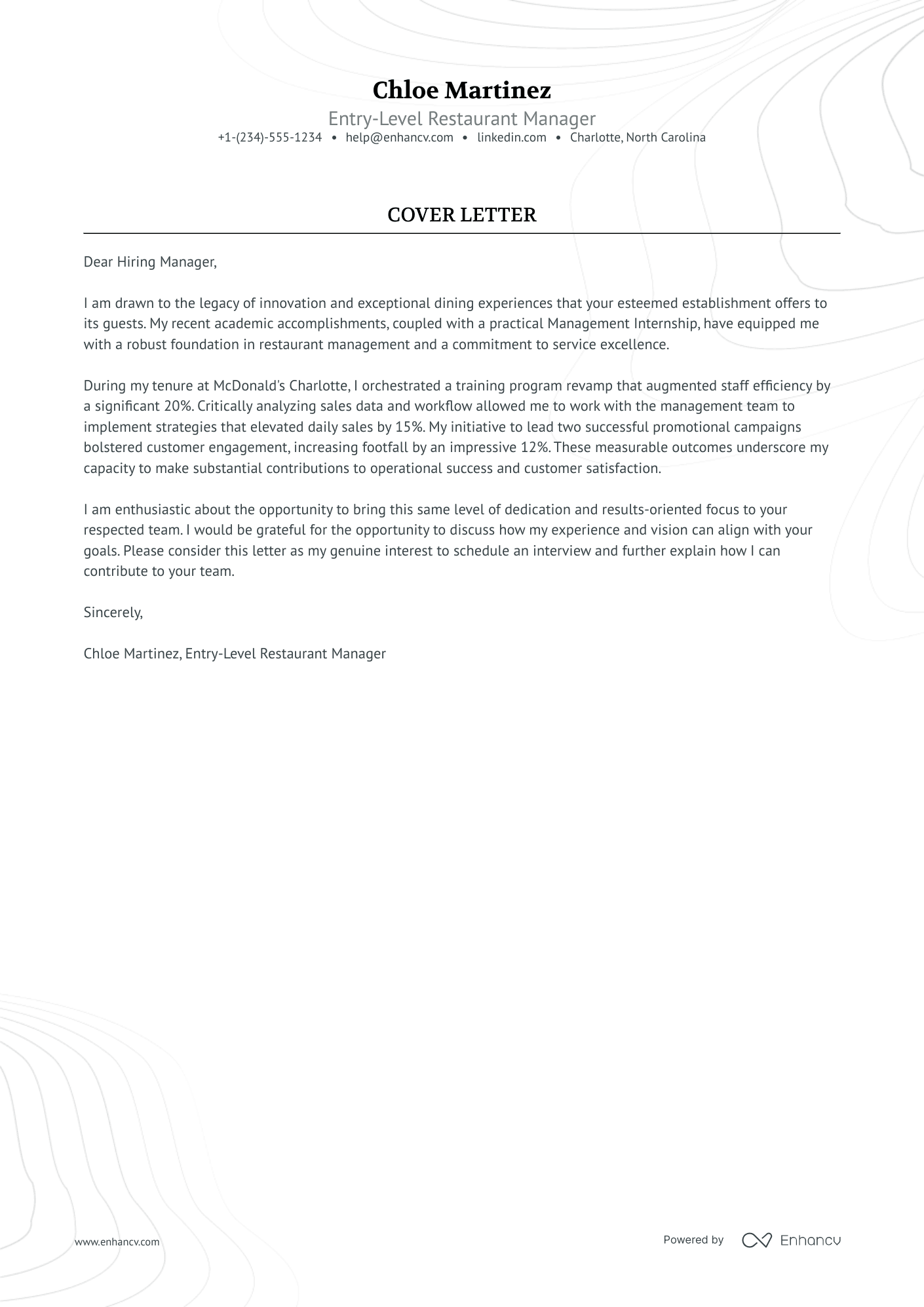 13 Professional Restaurant Manager Cover Letter Examples and Template ...
