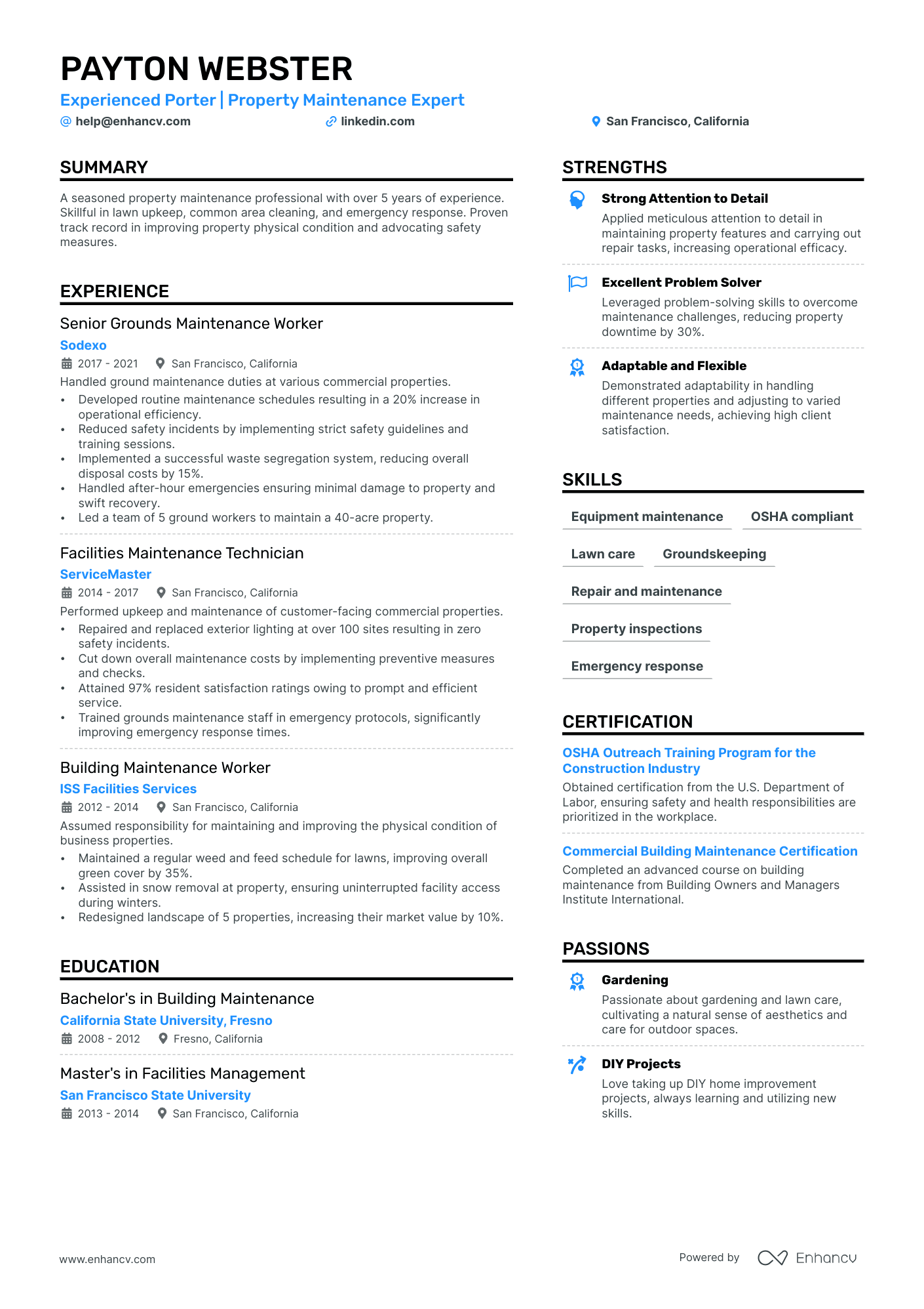 5 Porter Resume Examples & Guide for 2024