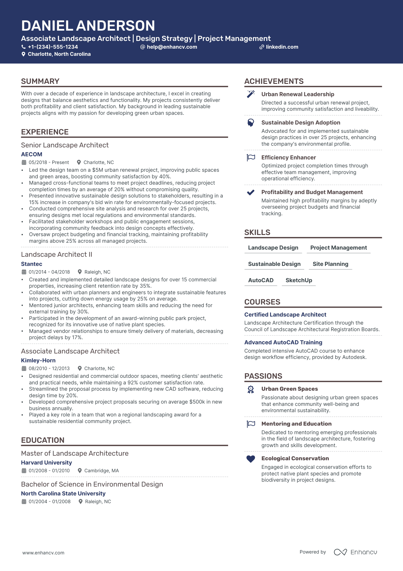 5 Landscape Architect Resume Examples & Guide for 2024