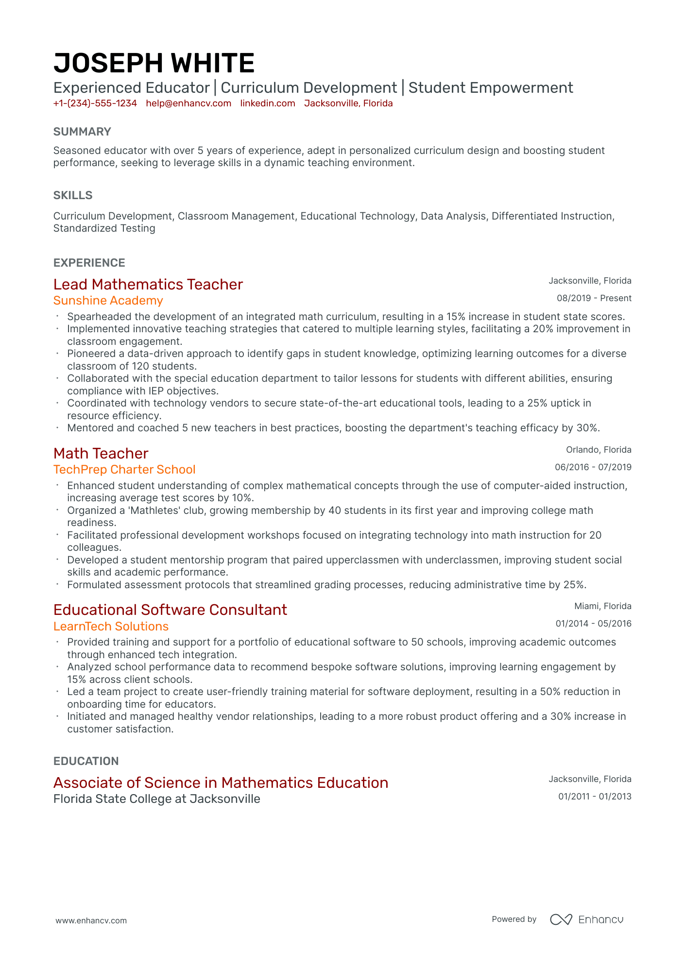 10 Technology Teacher Resume Examples & Guide for 2026