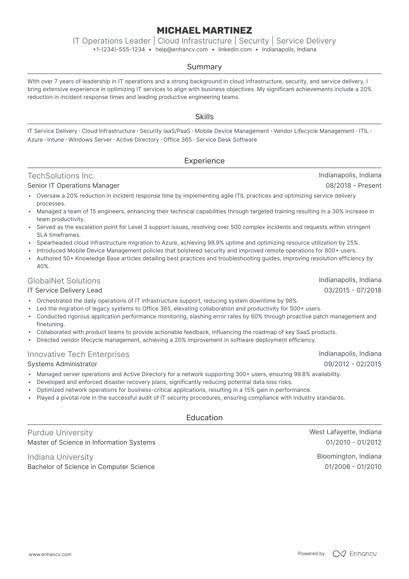 5 IT Operations Manager Resume Examples & Guide for 2024