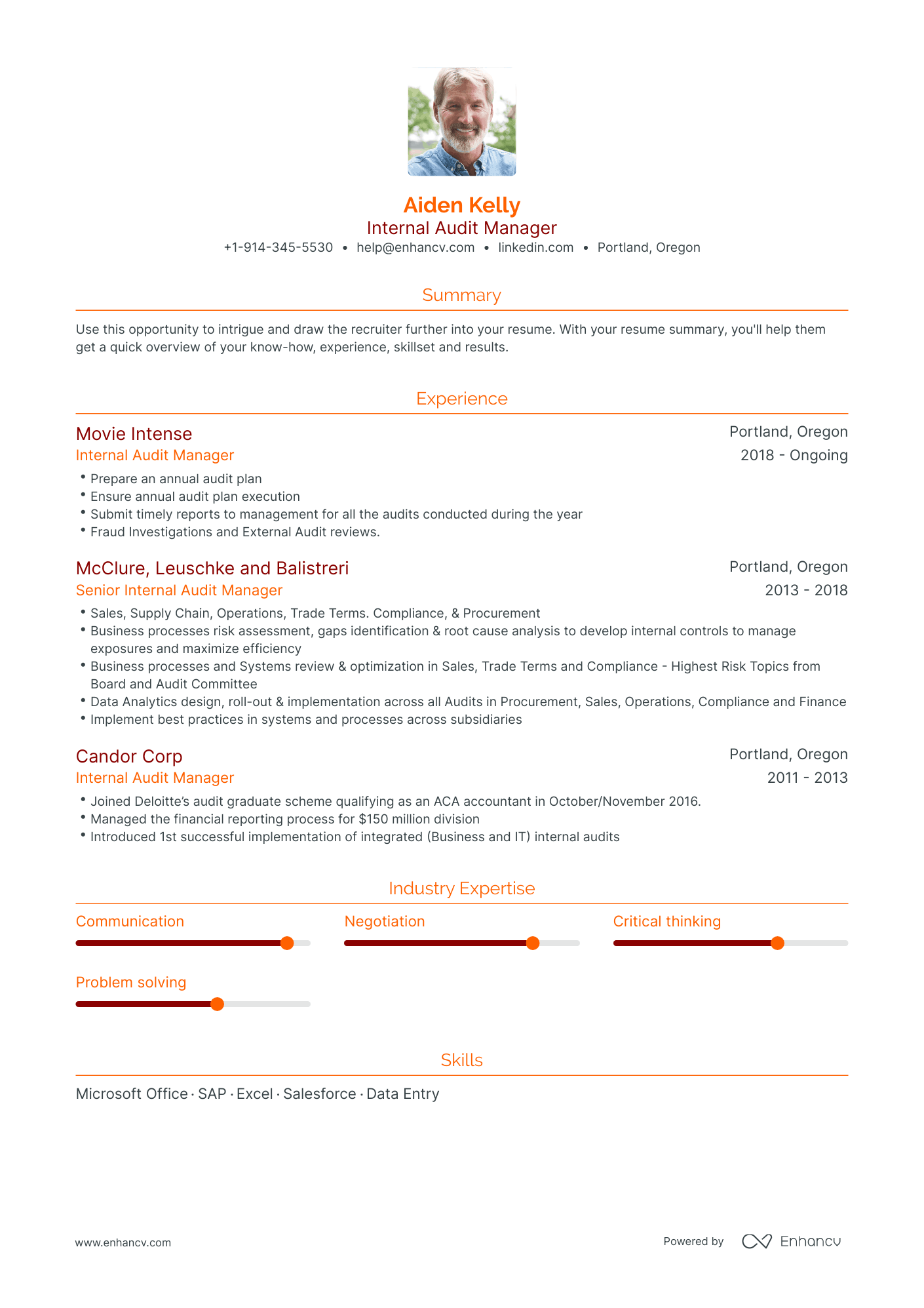 Internal Audit Manager Resume Examples & Guide for 2023 (Layout, Skills ...