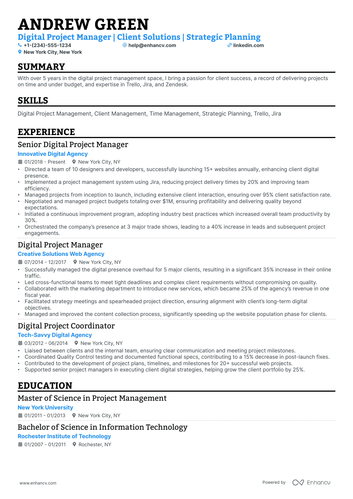 10 Digital Project Manager Resume Examples & Guide for 2026