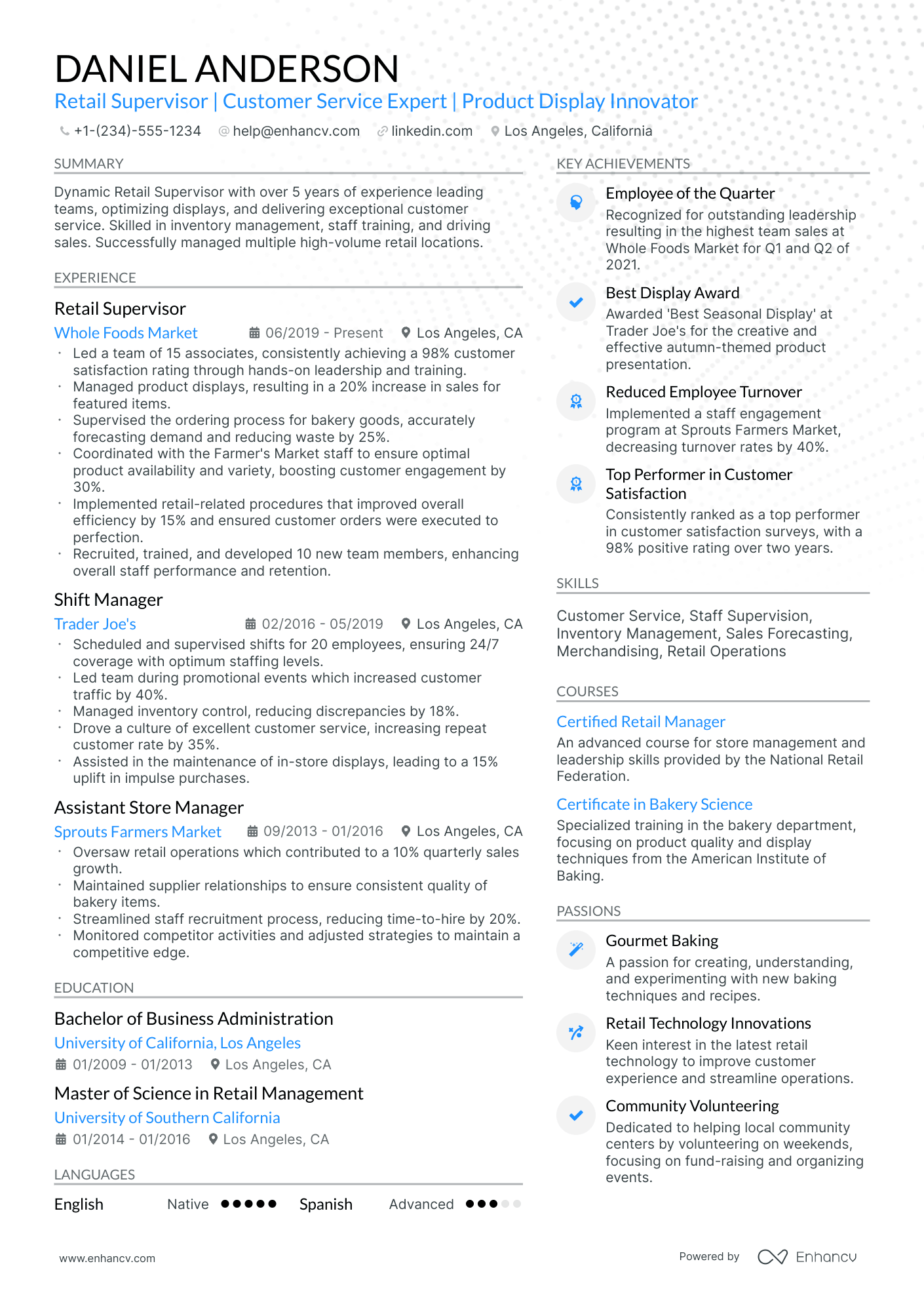 10 Retail Sales Supervisor Resume Examples & Guide for 2026