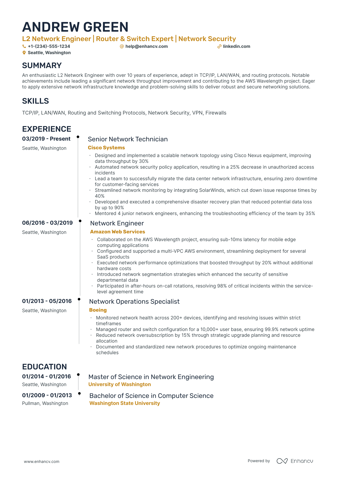10 L2 Network Engineer Resume Examples & Guide for 2026