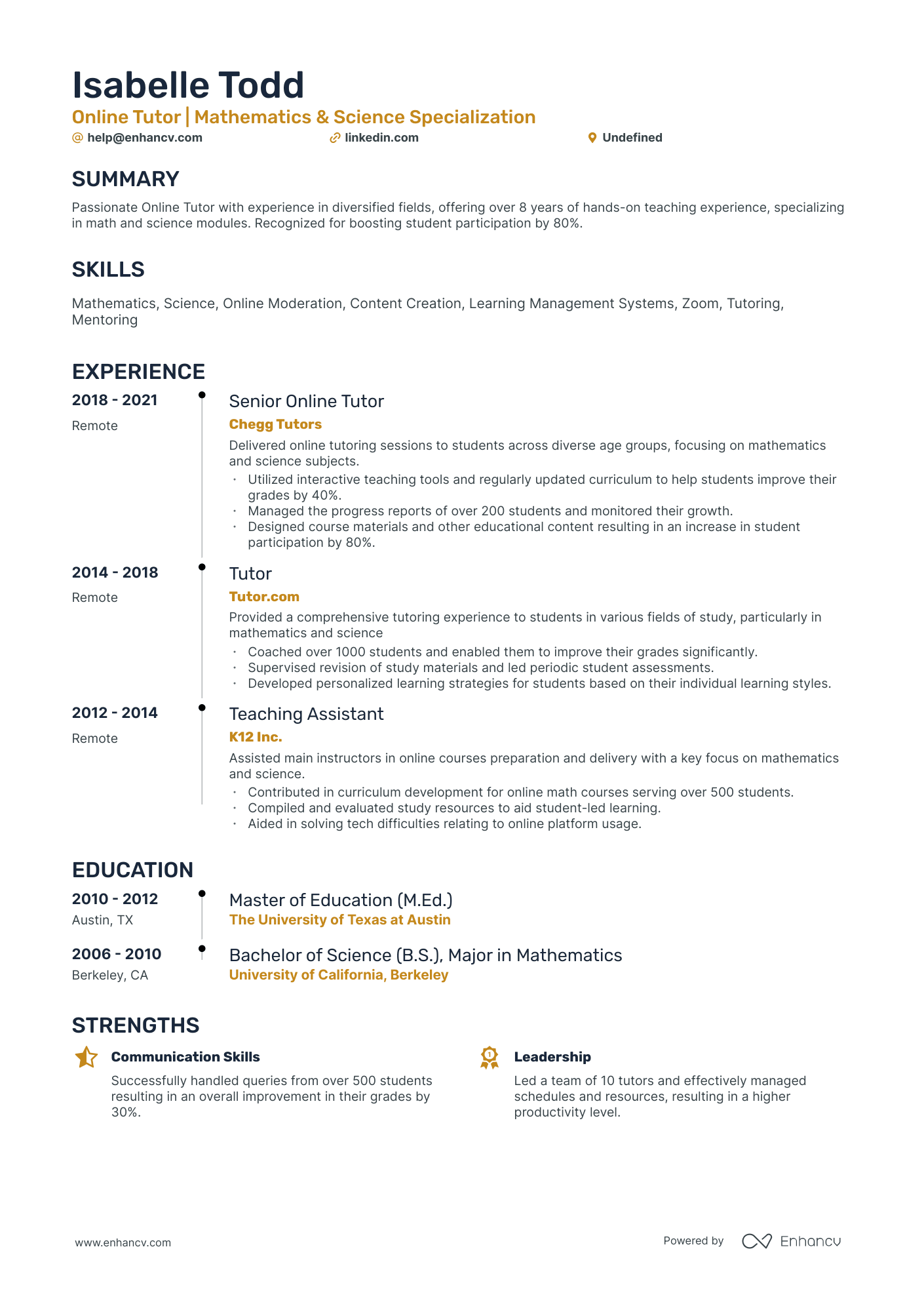 10 Online Tutor Resume Examples & Guide for 2026