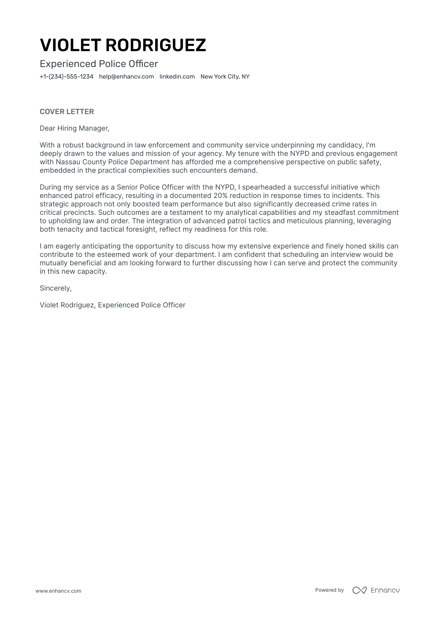 10 Professional Police Officer Cover Letter Examples and Template for ...