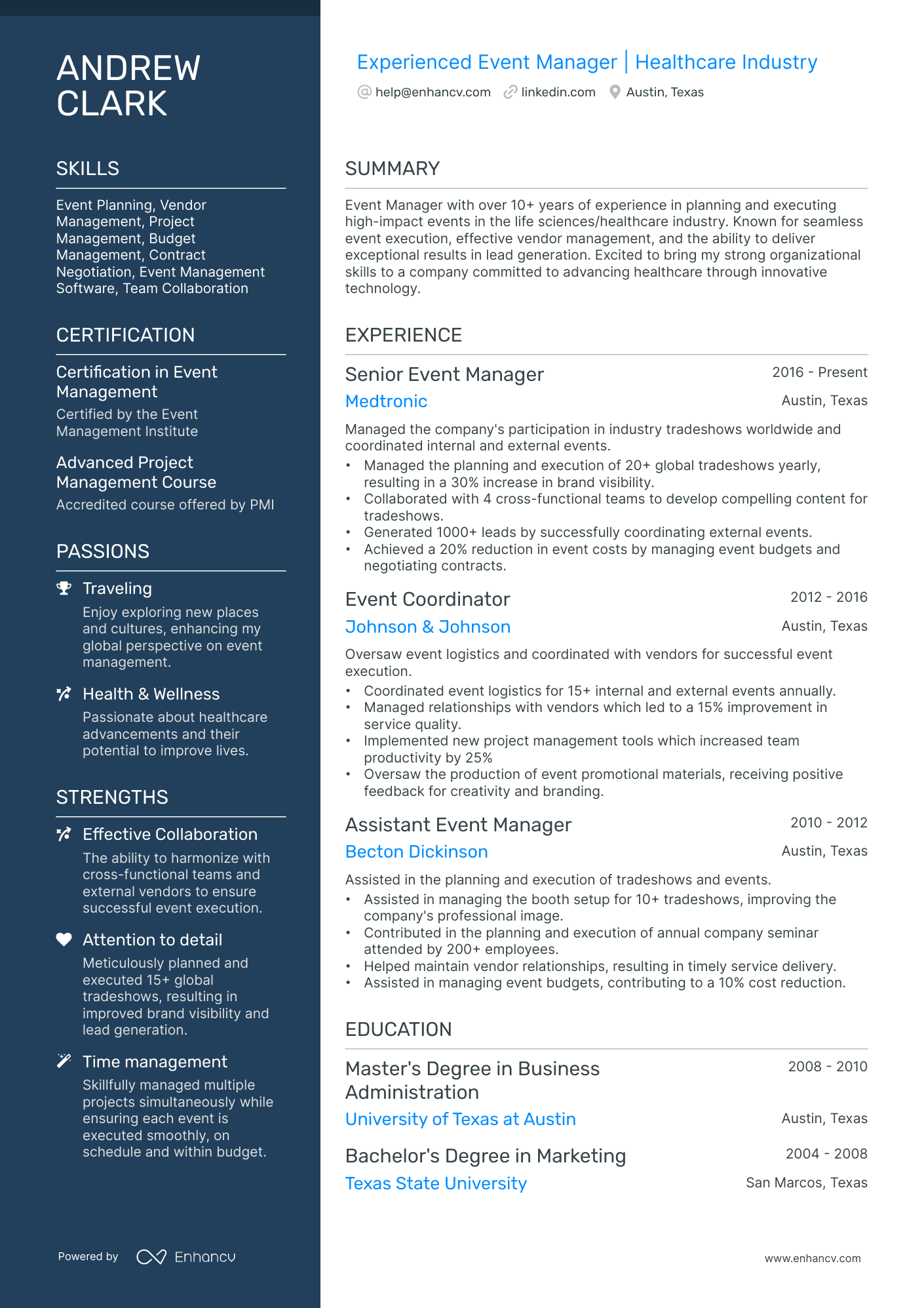 10 Events Manager Resume Examples & Guide for 2026