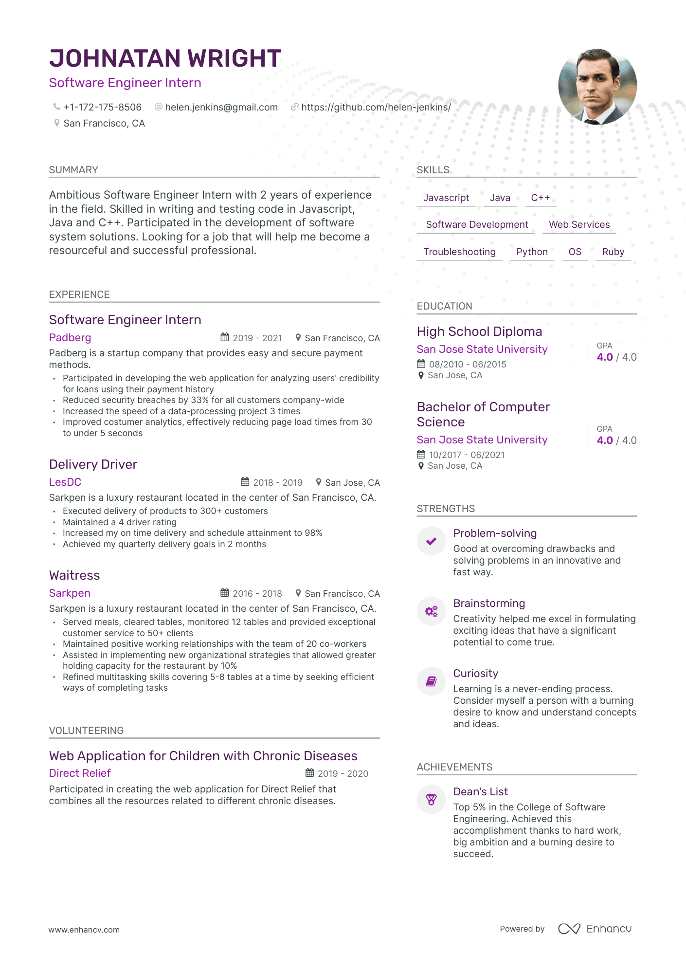 5 Software Engineer Intern Resume Examples & Guide for 2023