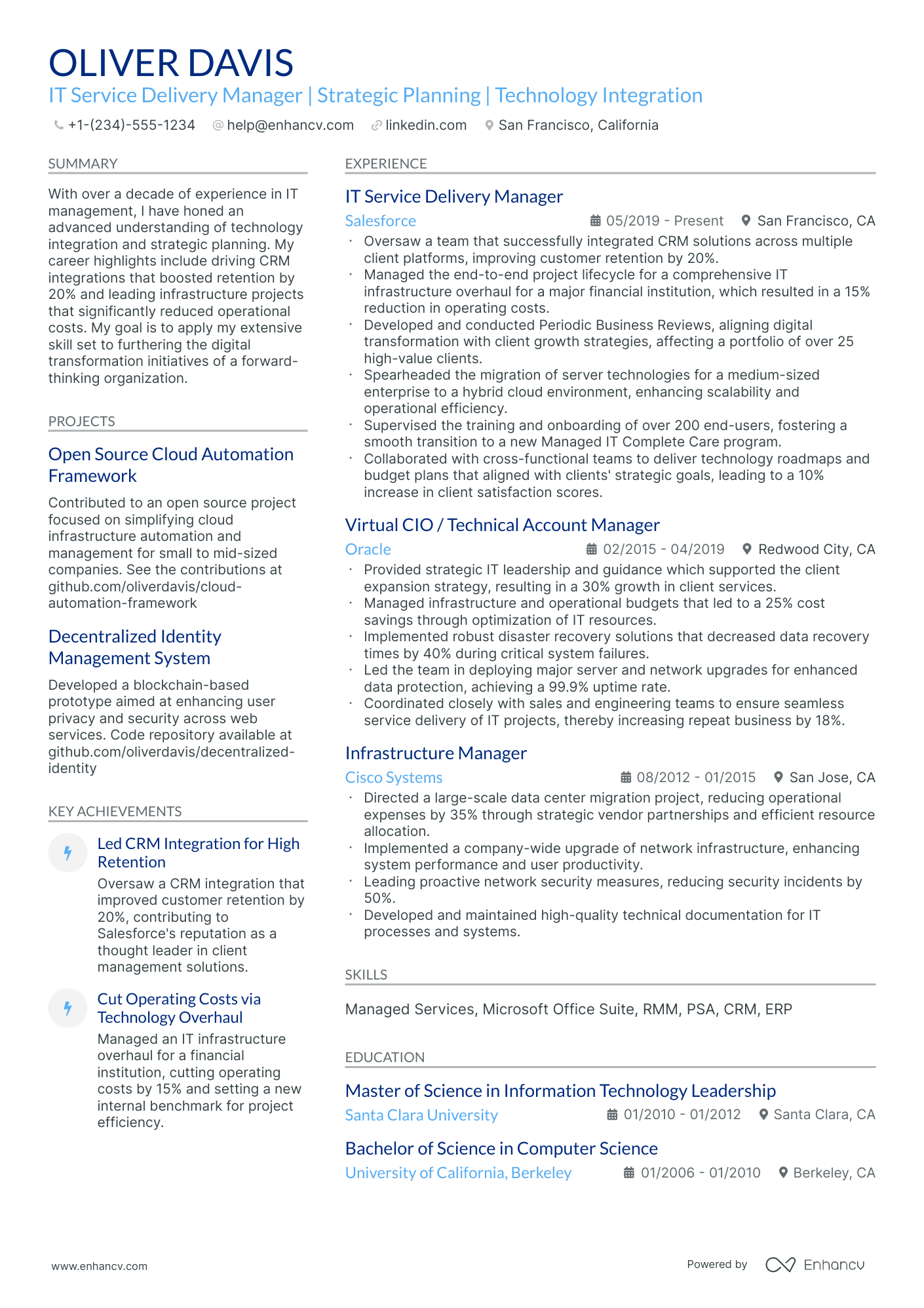 10 IT Service Delivery Manager Resume Examples & Guide for 2025