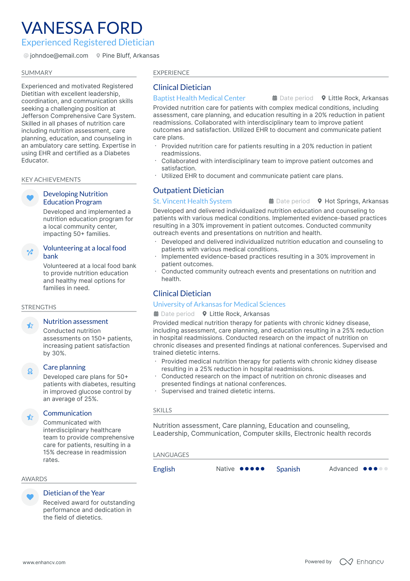 10 Dietician Resume Examples & Guide for 2026