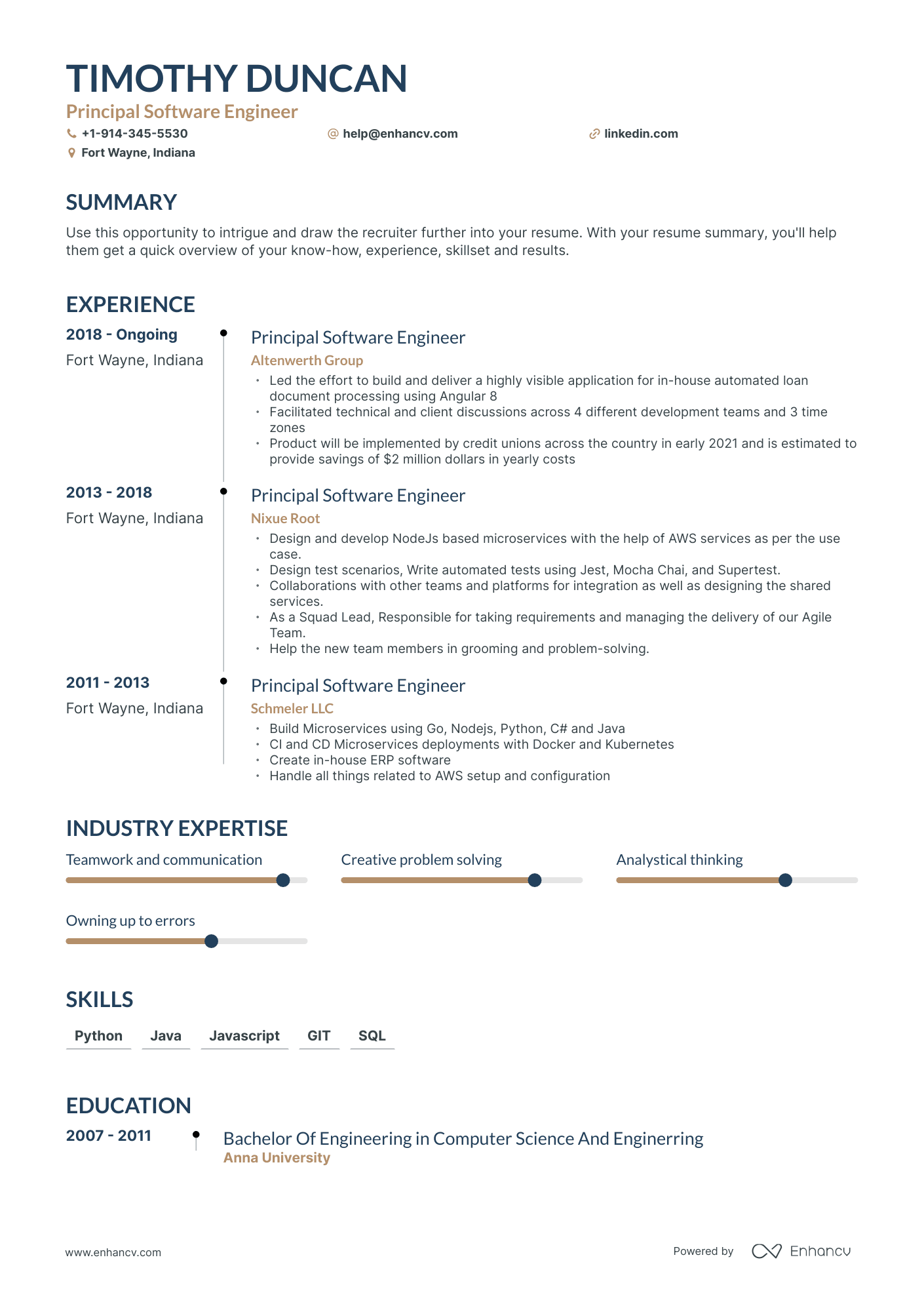 Principal Software Engineer Resume Examples & Guide for 2023 (Layout ...