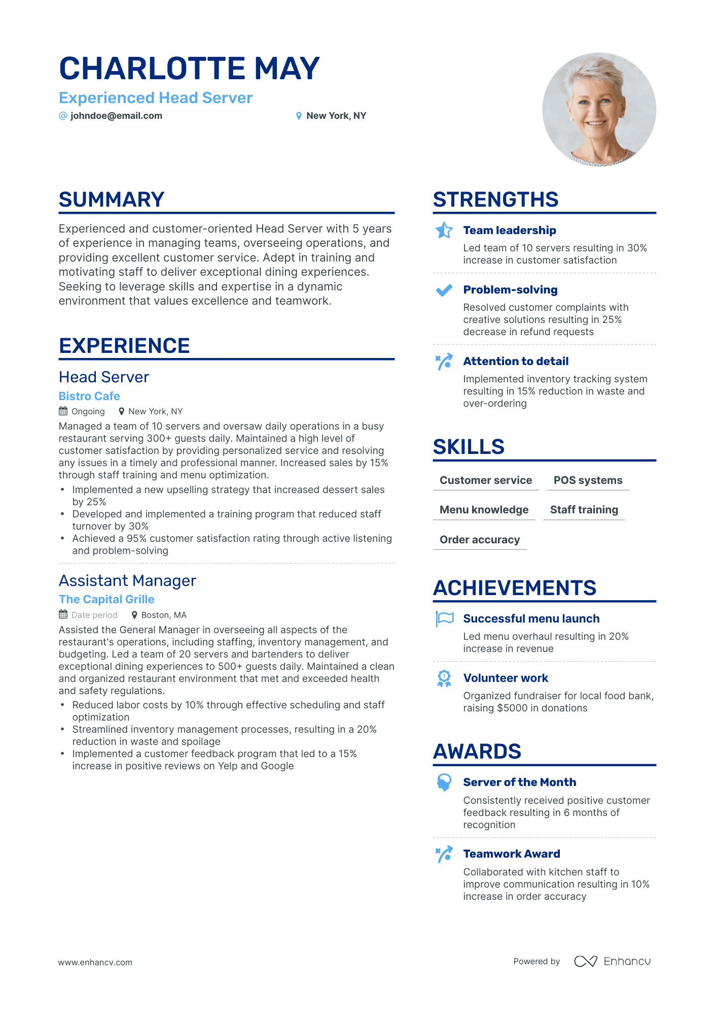 11 Server Resume Examples & Guide for 2024