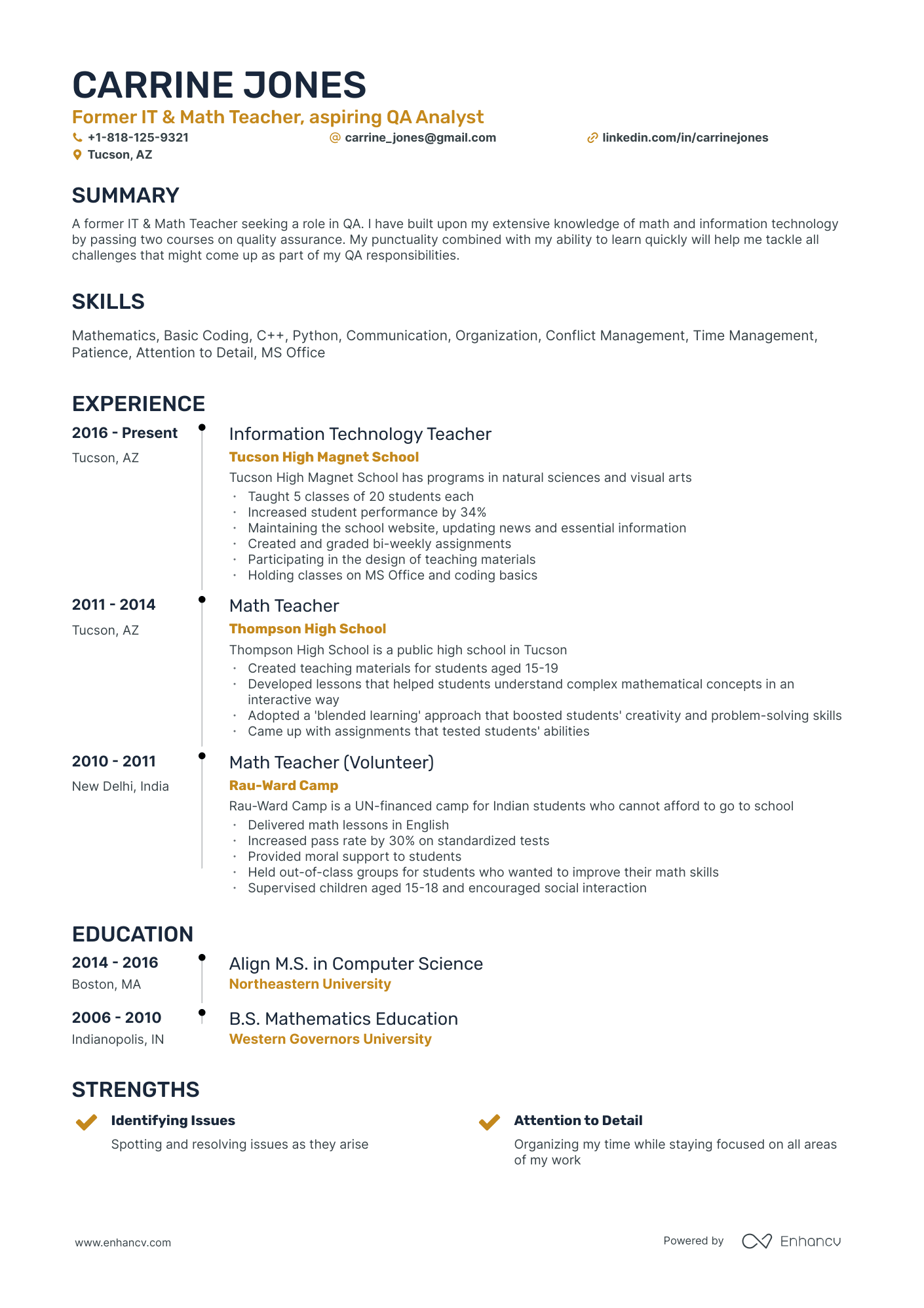 10 Teacher Career Change Resume Examples & Guide for 2026