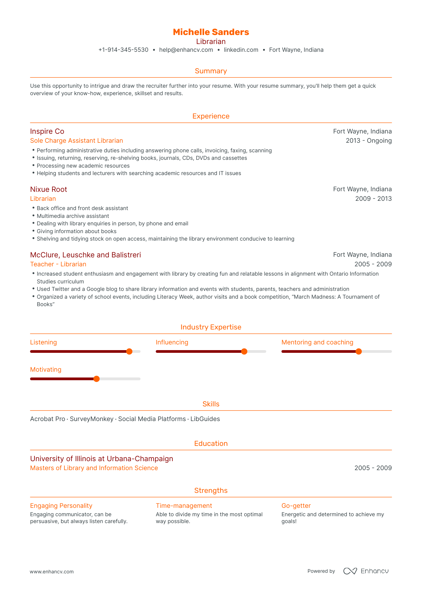 DOWNLOAD: Librarian Resume Example for 2023 | Enhancv.com (Layout ...