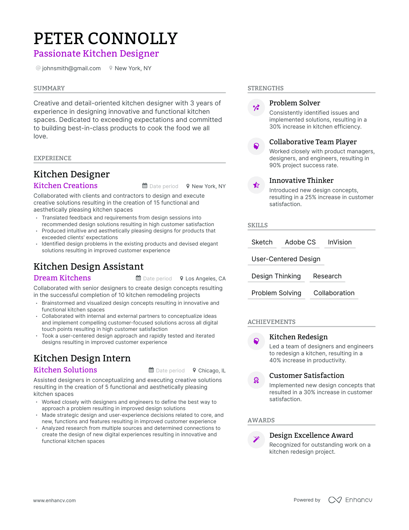 5 Kitchen Designer Resume Examples & Guide for 2024