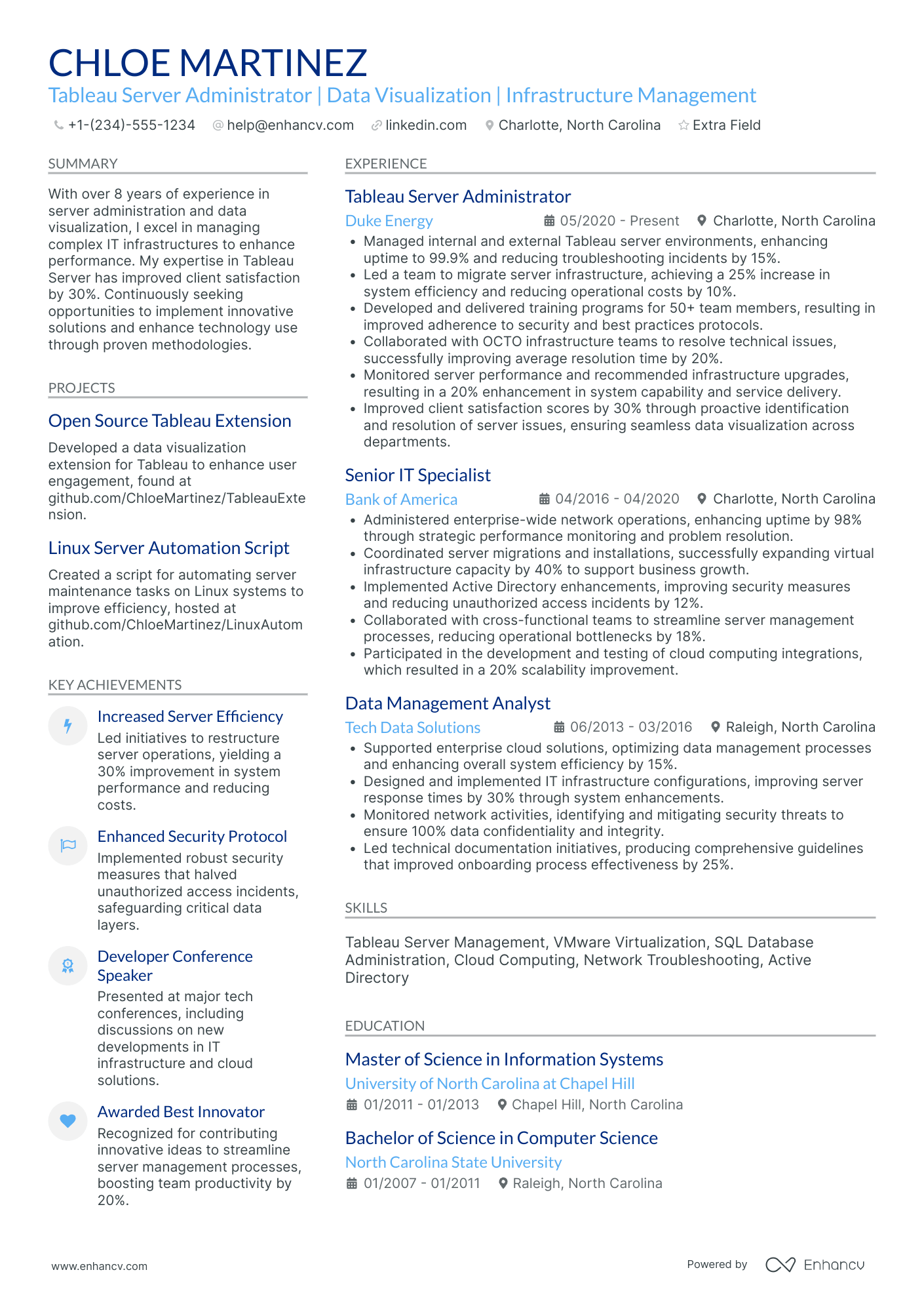 20 Tableau Developer Resume Examples & Guide for 2025