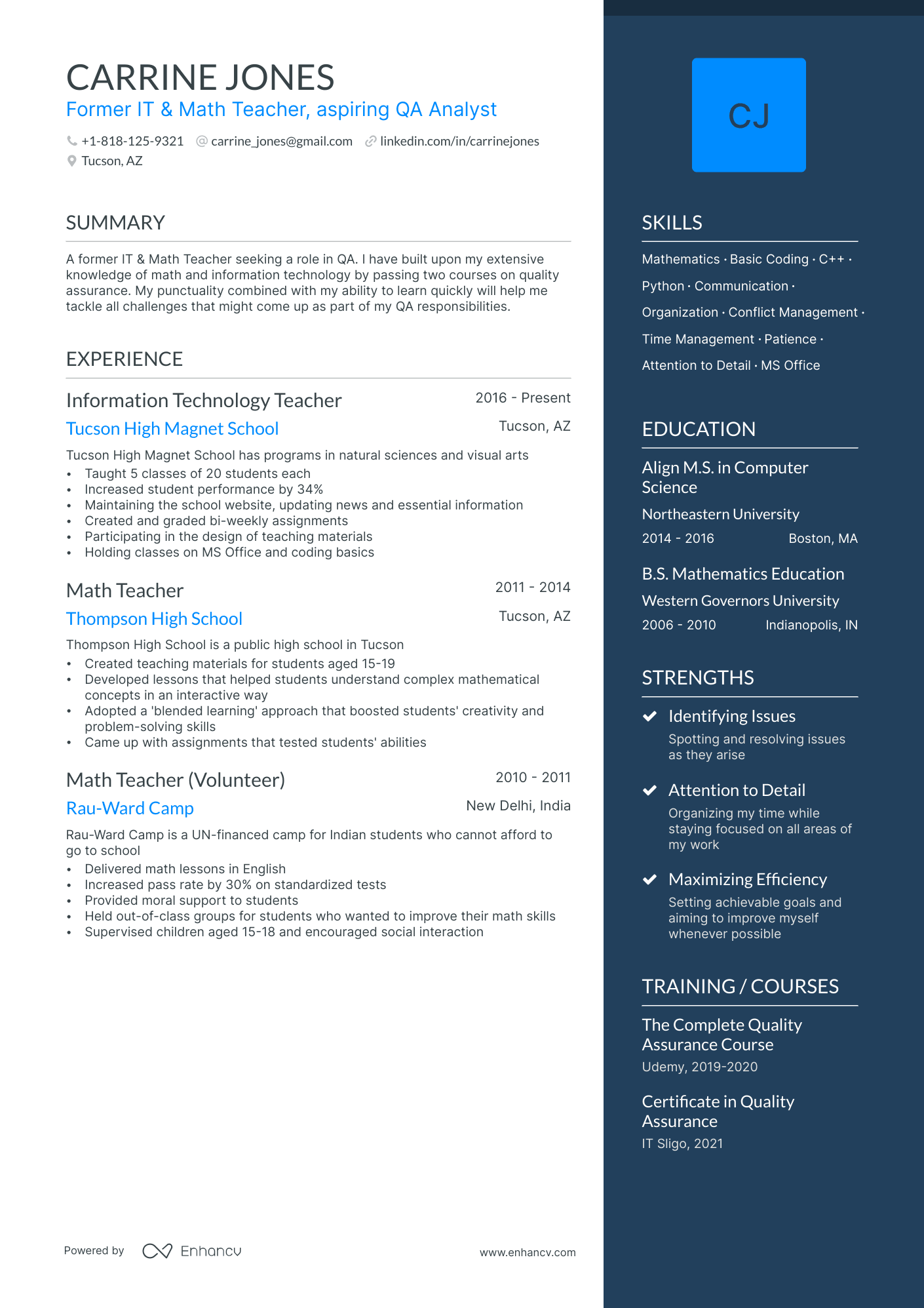 5 Teacher Career Change Resume Examples & Guide for 2024