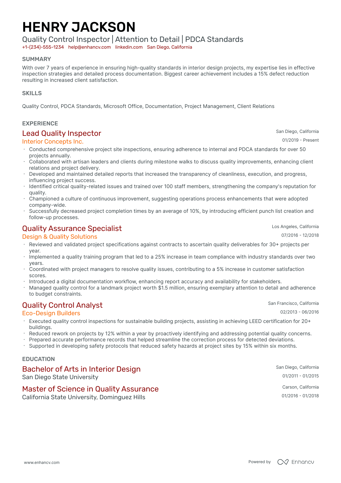 10 Quality Control Inspector Resume Examples & Guide for 2026