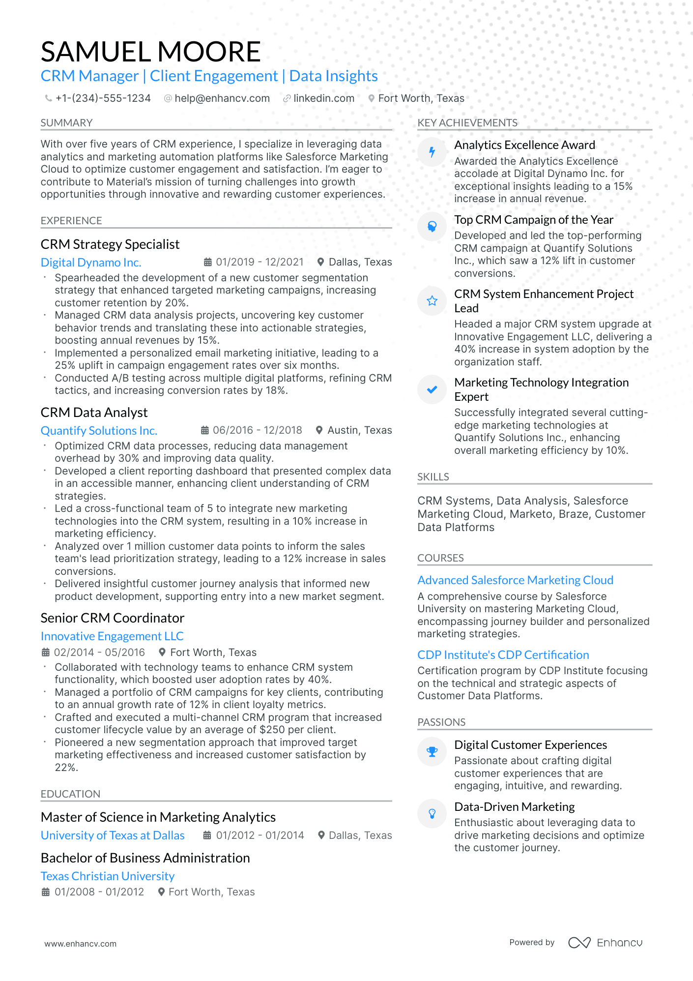 10 CRM Manager Resume Examples & Guide for 2025