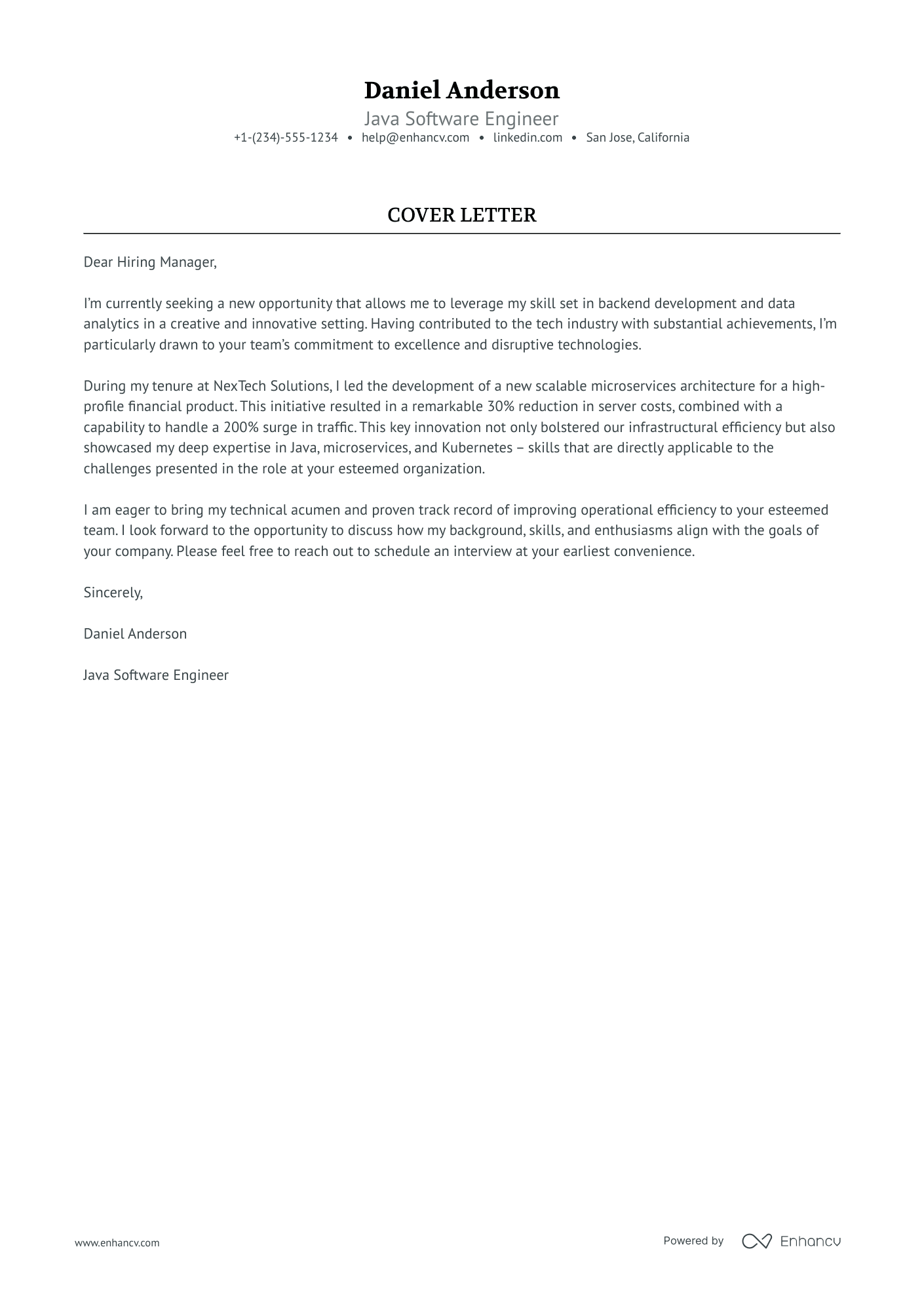 8 Professional Java Developer Cover Letter Examples and Template for ...