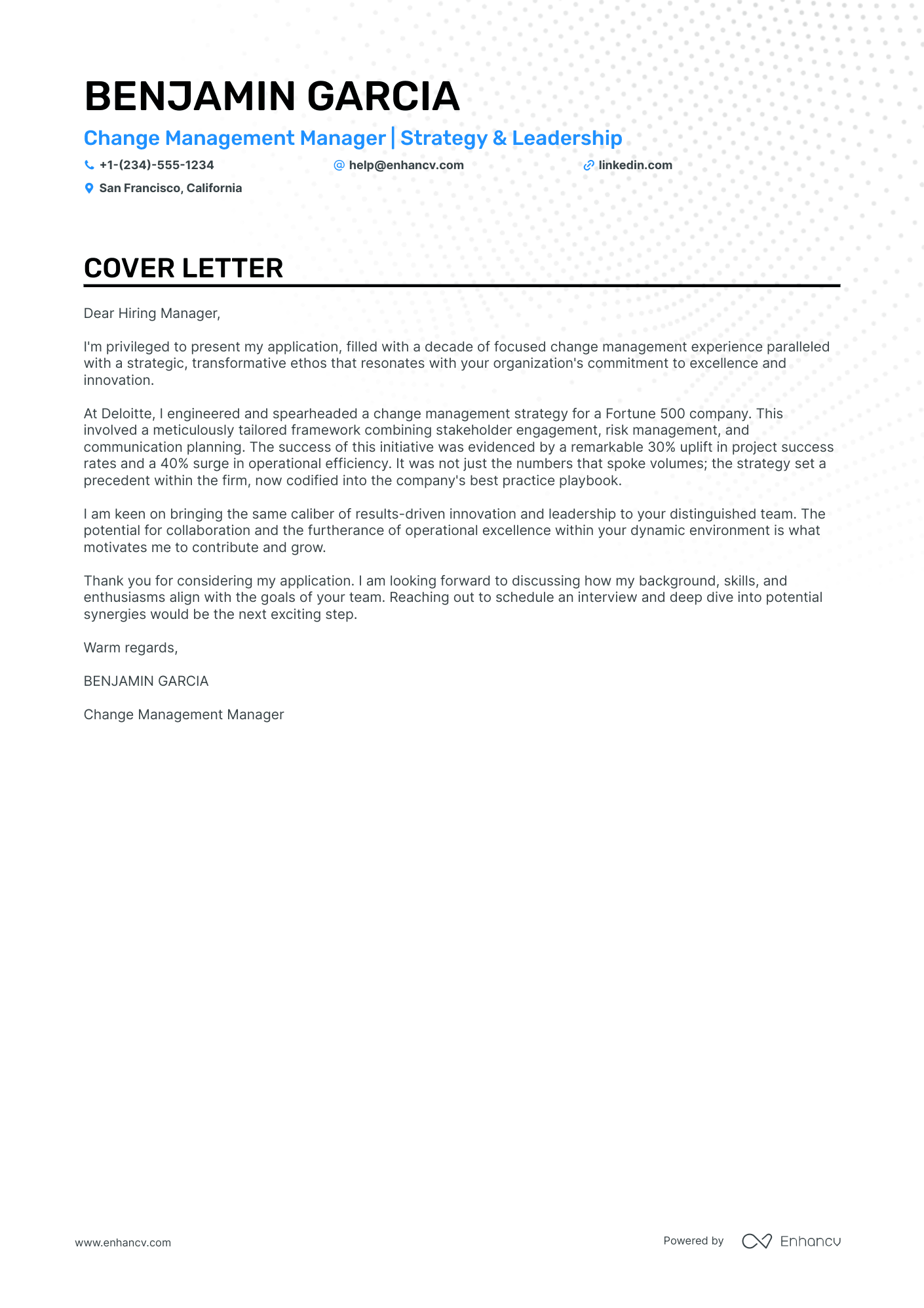 5 Professional Change Management Cover Letter Examples and Template for ...