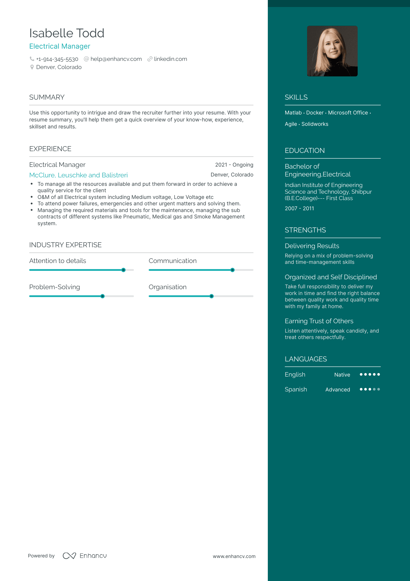 Electrical Manager Resume Examples & Guide for 2023 (Layout, Skills ...