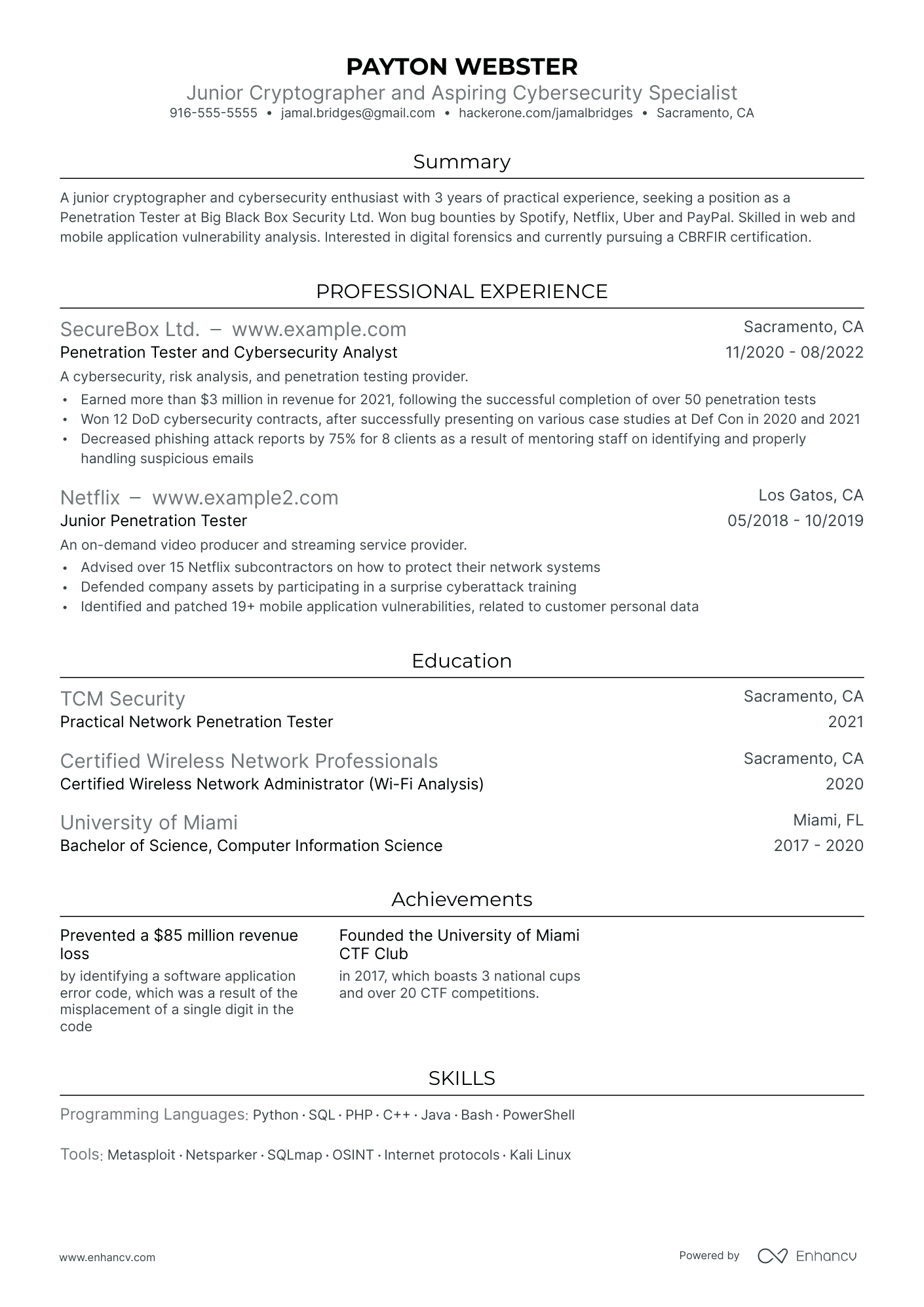 5 Penetration Tester Resume Examples & Guide for 2024