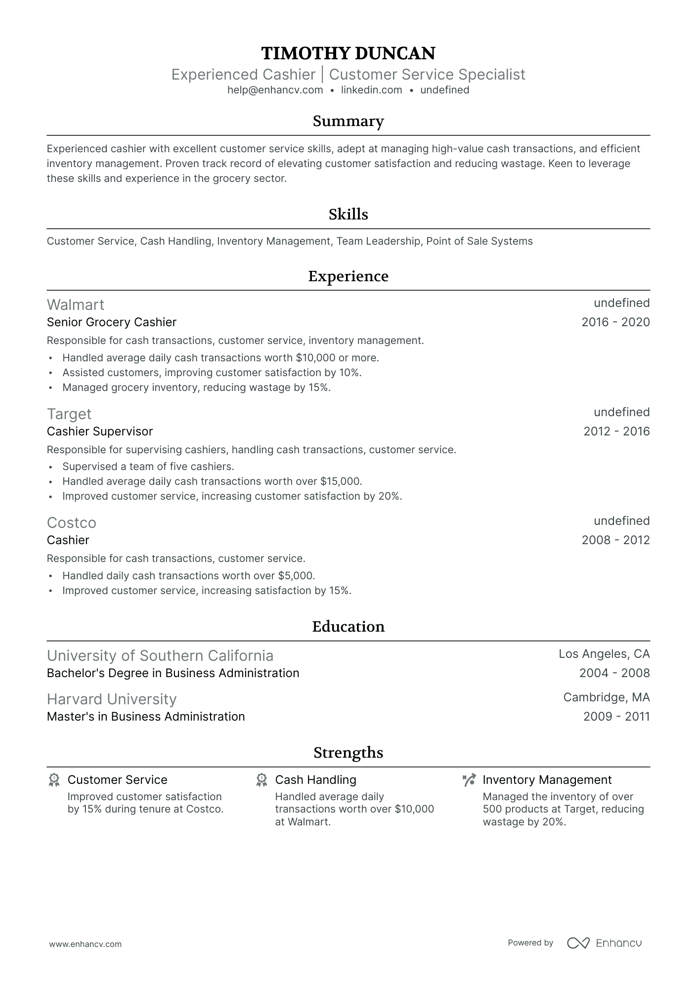 10 Grocery Store Cashier Resume Examples & Guide for 2026
