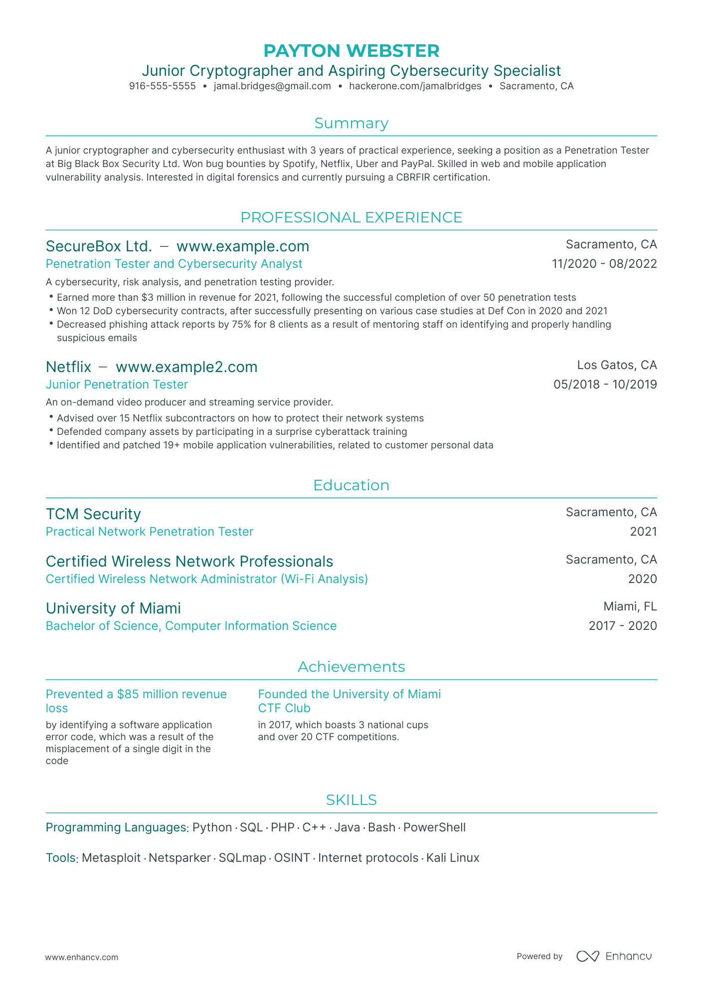 5 Penetration Tester Resume Examples & Guide for 2024