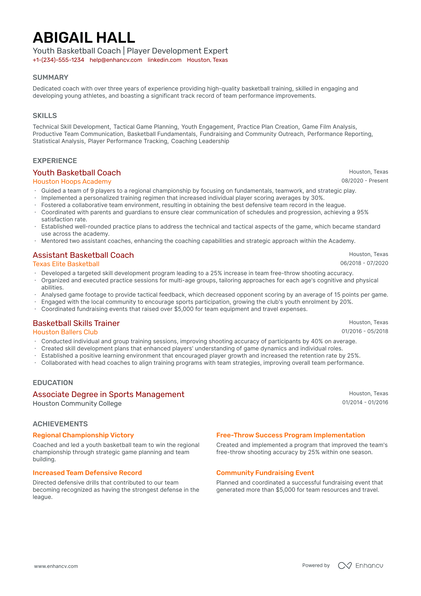 5 Basketball Coach Resume Examples & Guide for 2024