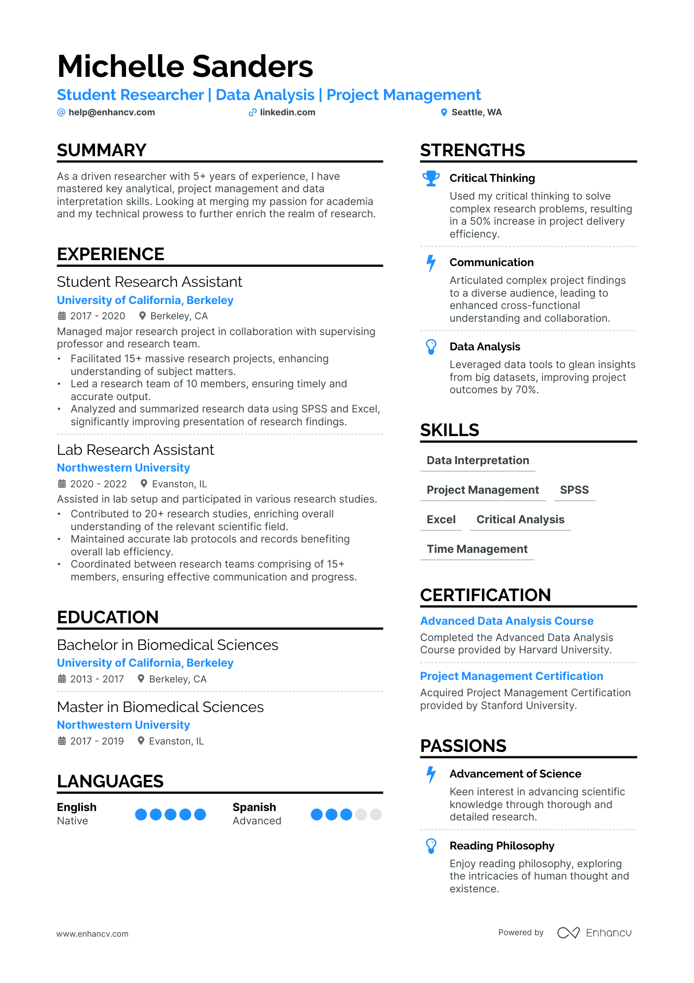 5 Student Researcher Resume Examples & Guide for 2024