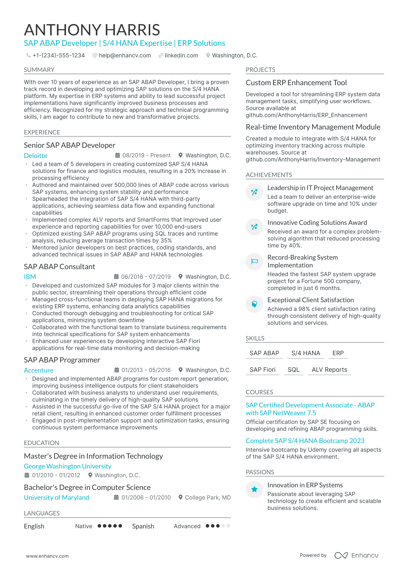 5 SAP Abap Developer Resume Examples & Guide for 2024