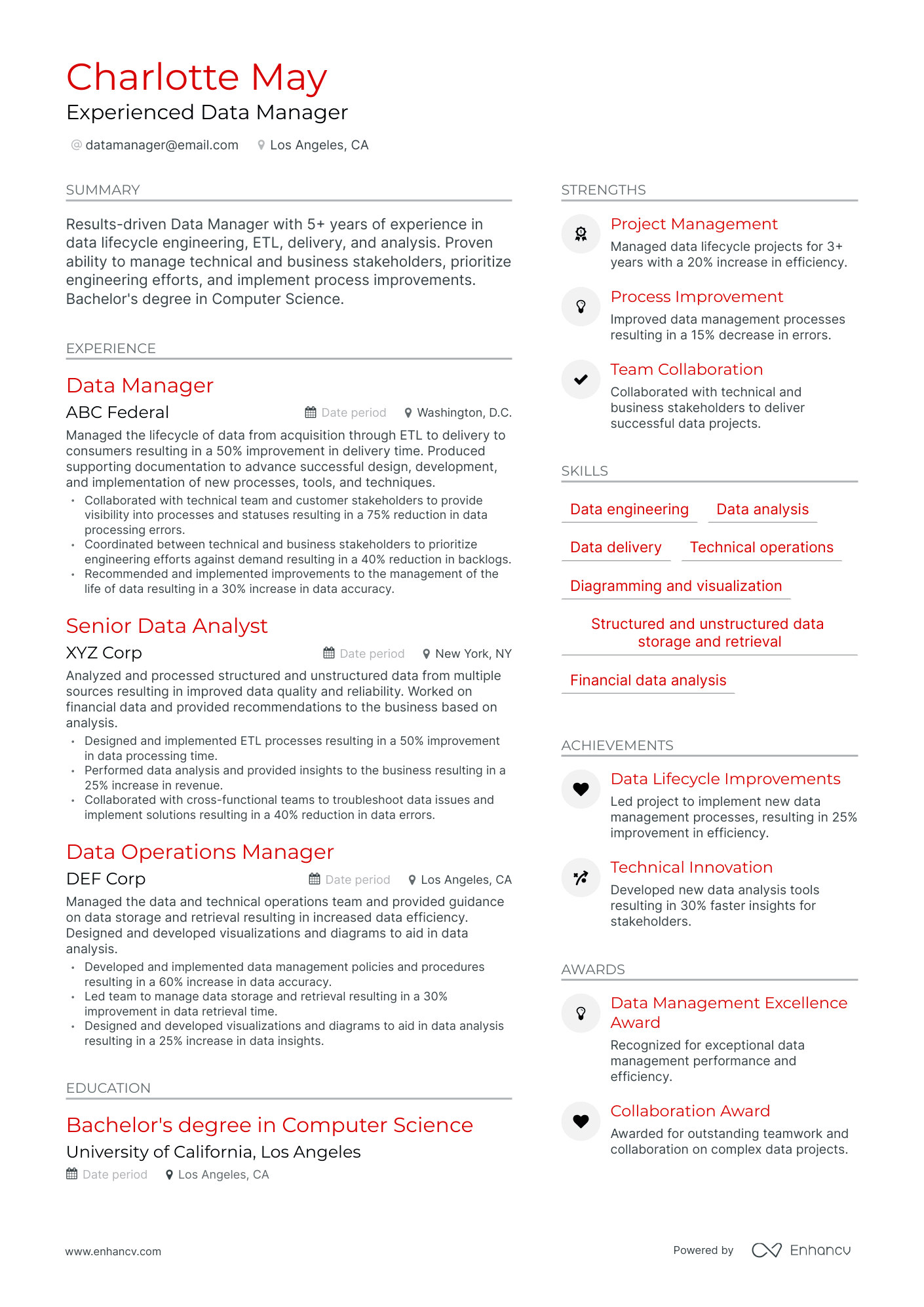 5 Data Manager Resume Examples & Guide for 2024