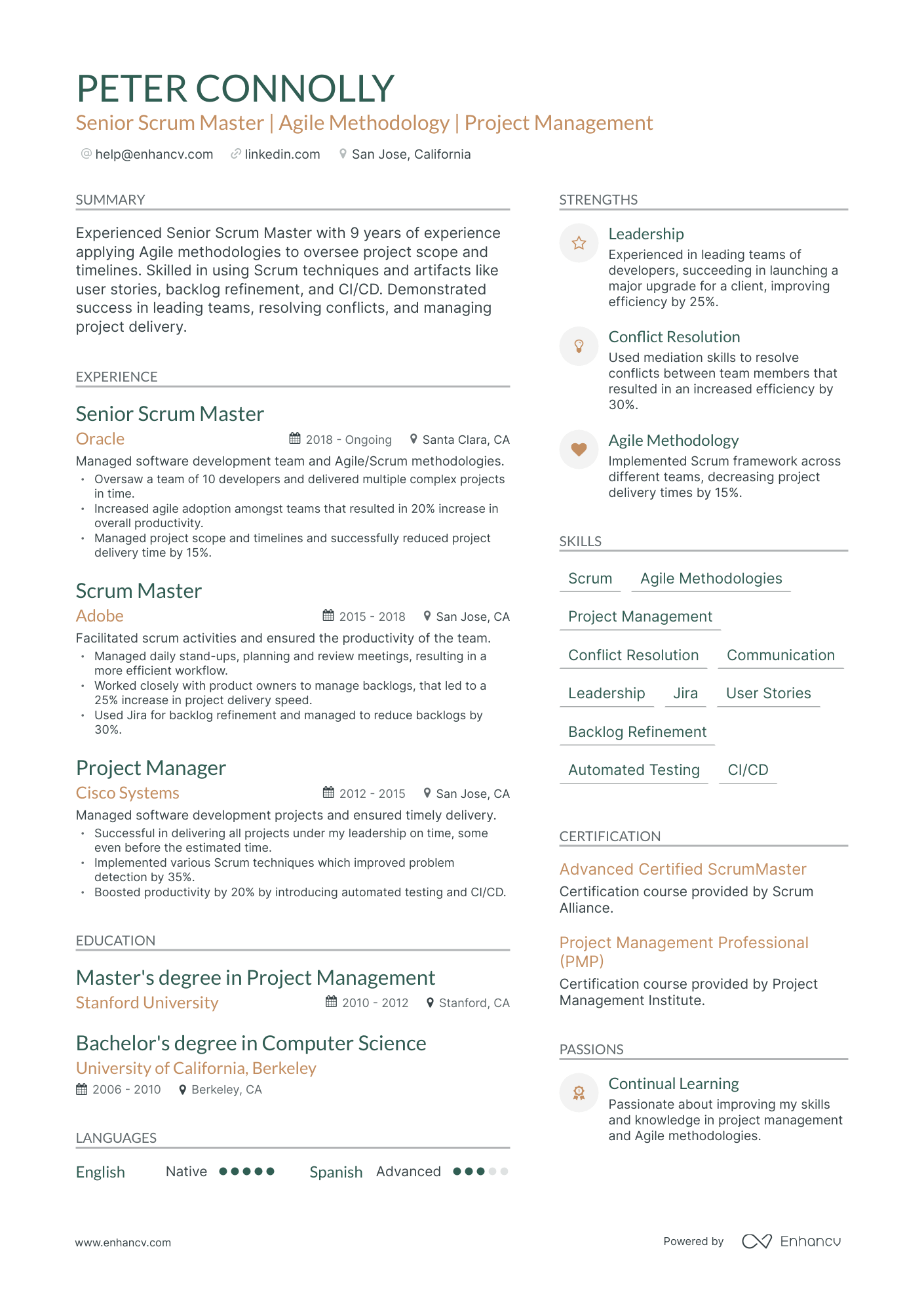 5 Senior Scrum Master Resume Examples & Guide for 2024