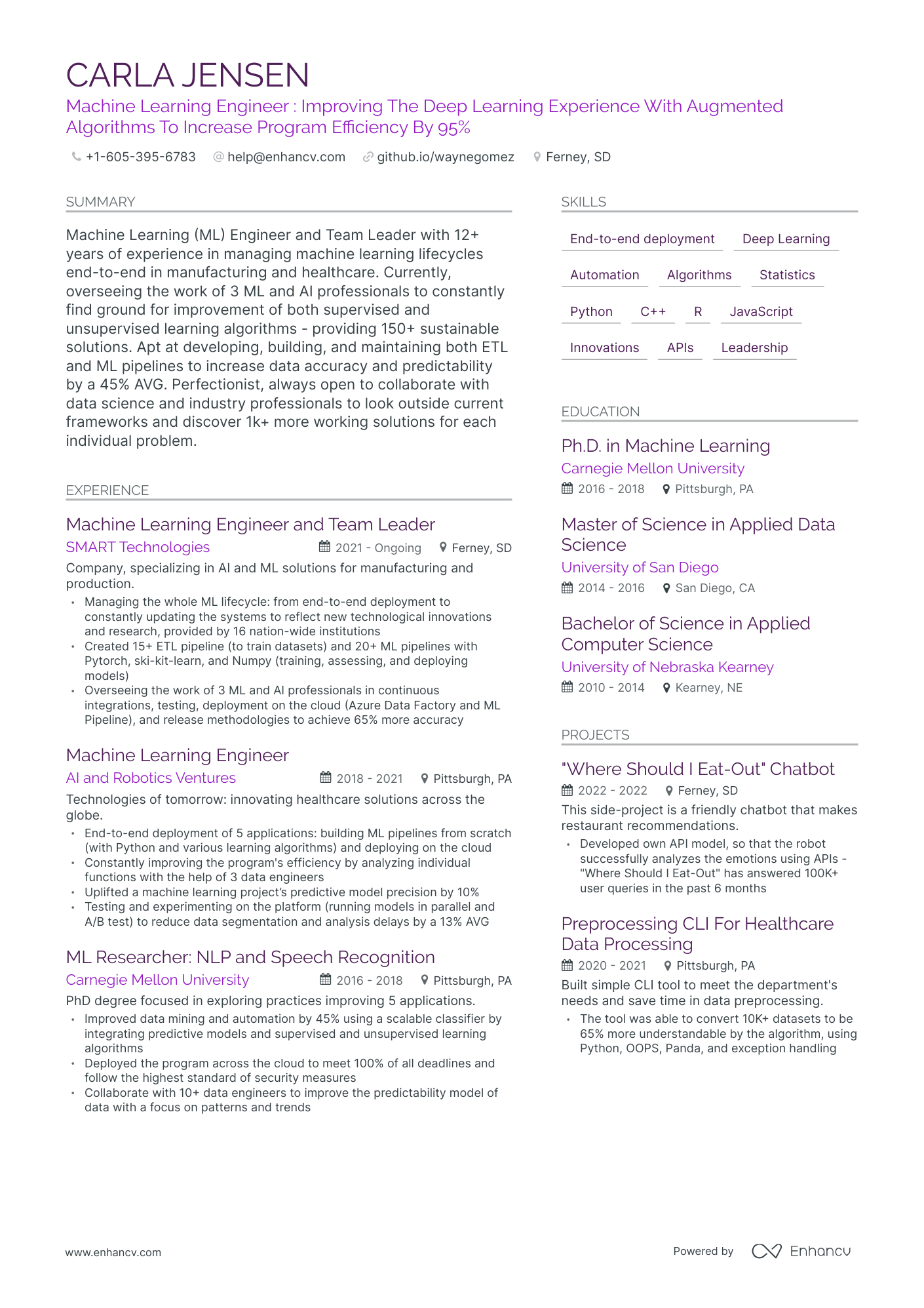 5 Machine Learning Resume Examples & Guide for 2024