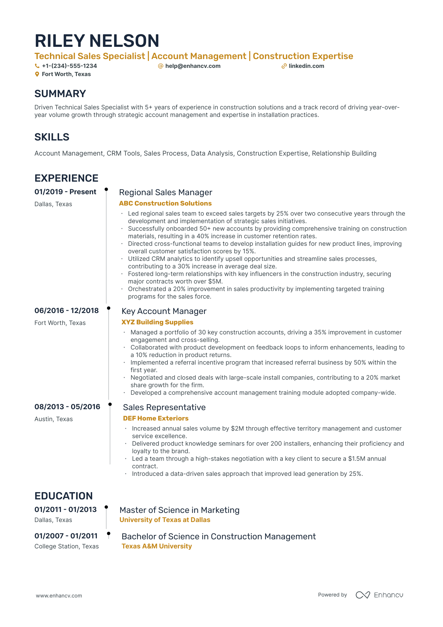 10 Technical Sales Manager Resume Examples & Guide for 2026