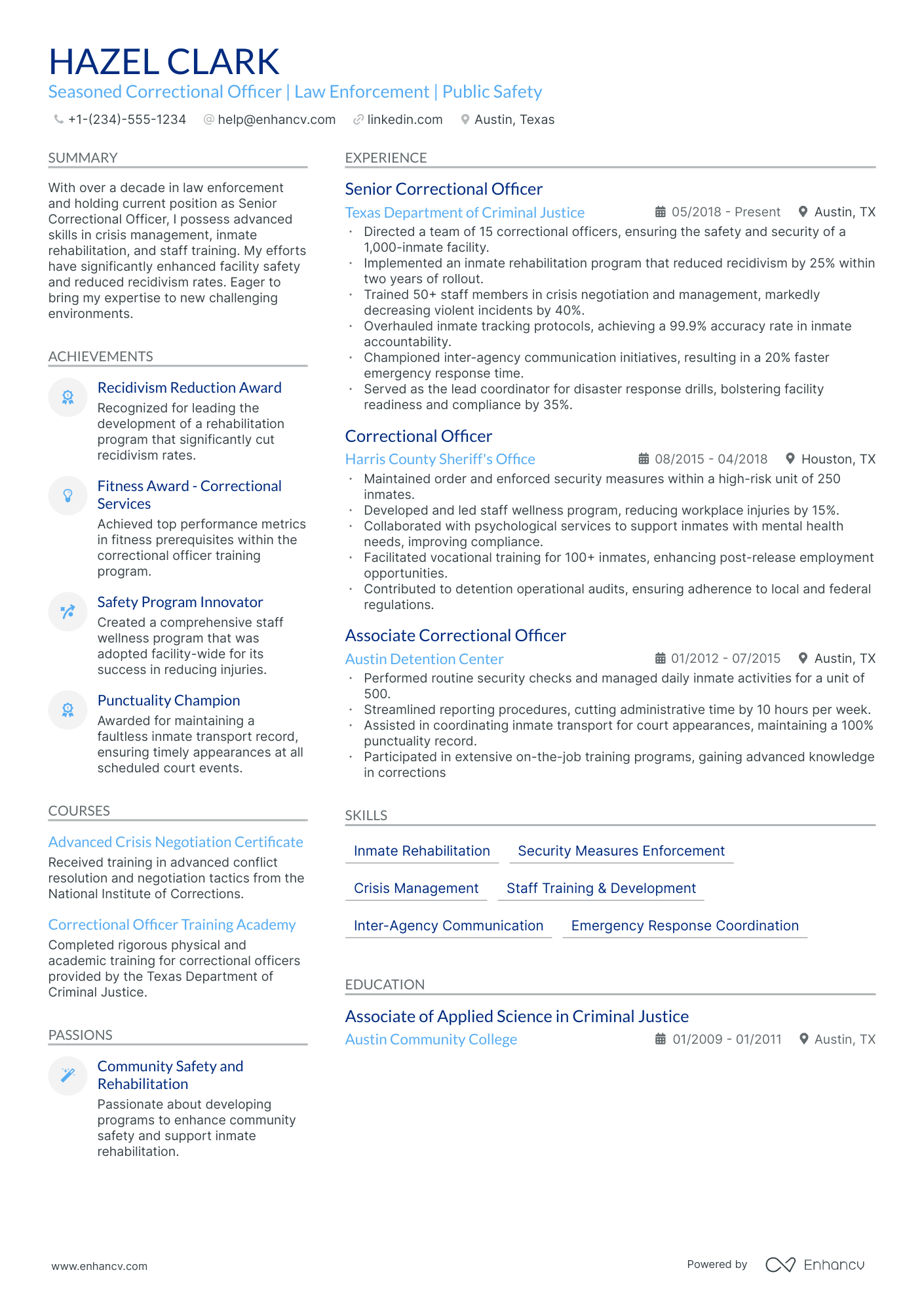 5 Correctional Officer Resume Examples & Guide for 2024