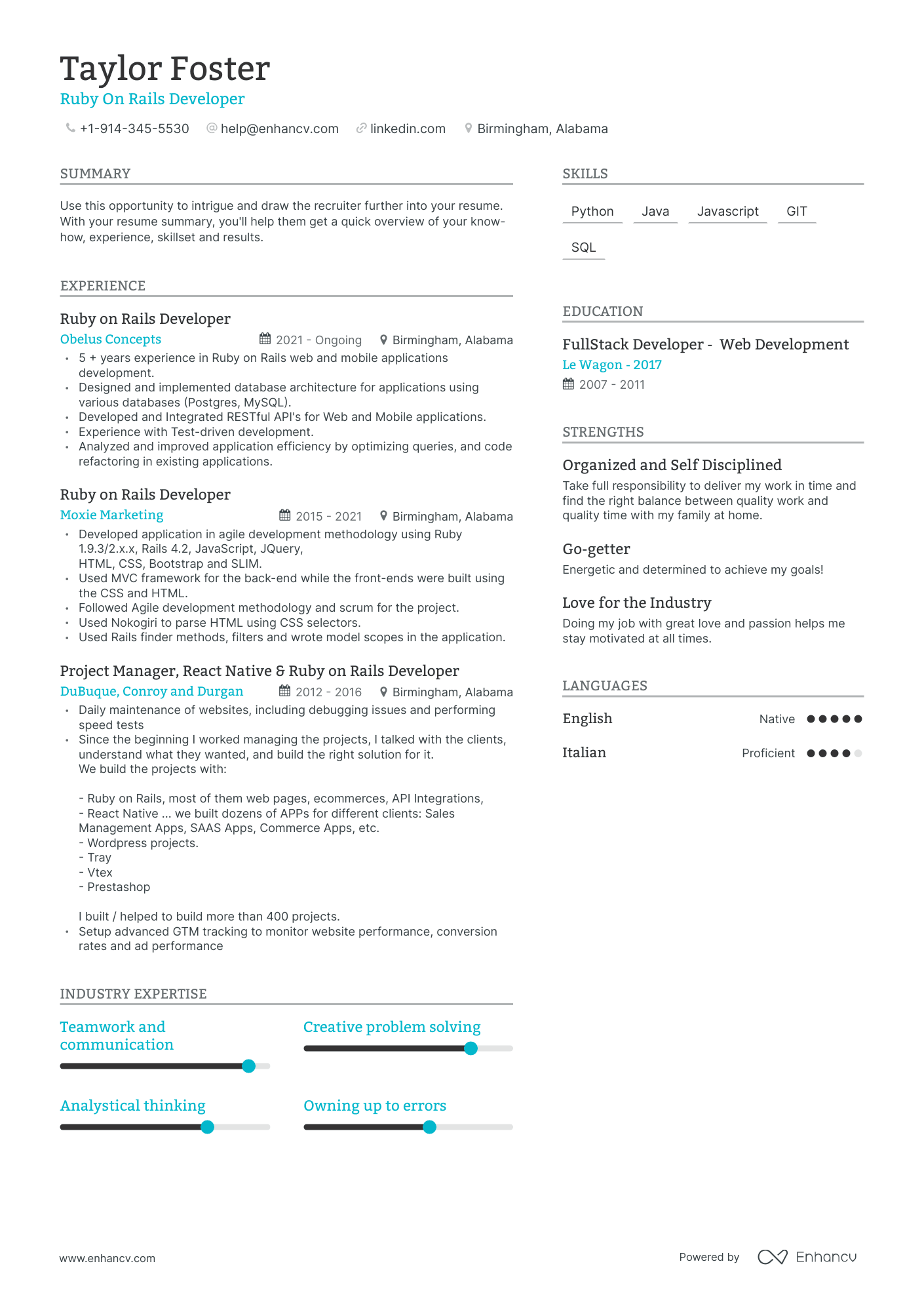 Ruby On Rails Developer Resume Examples & Guide for 2023 (Layout ...