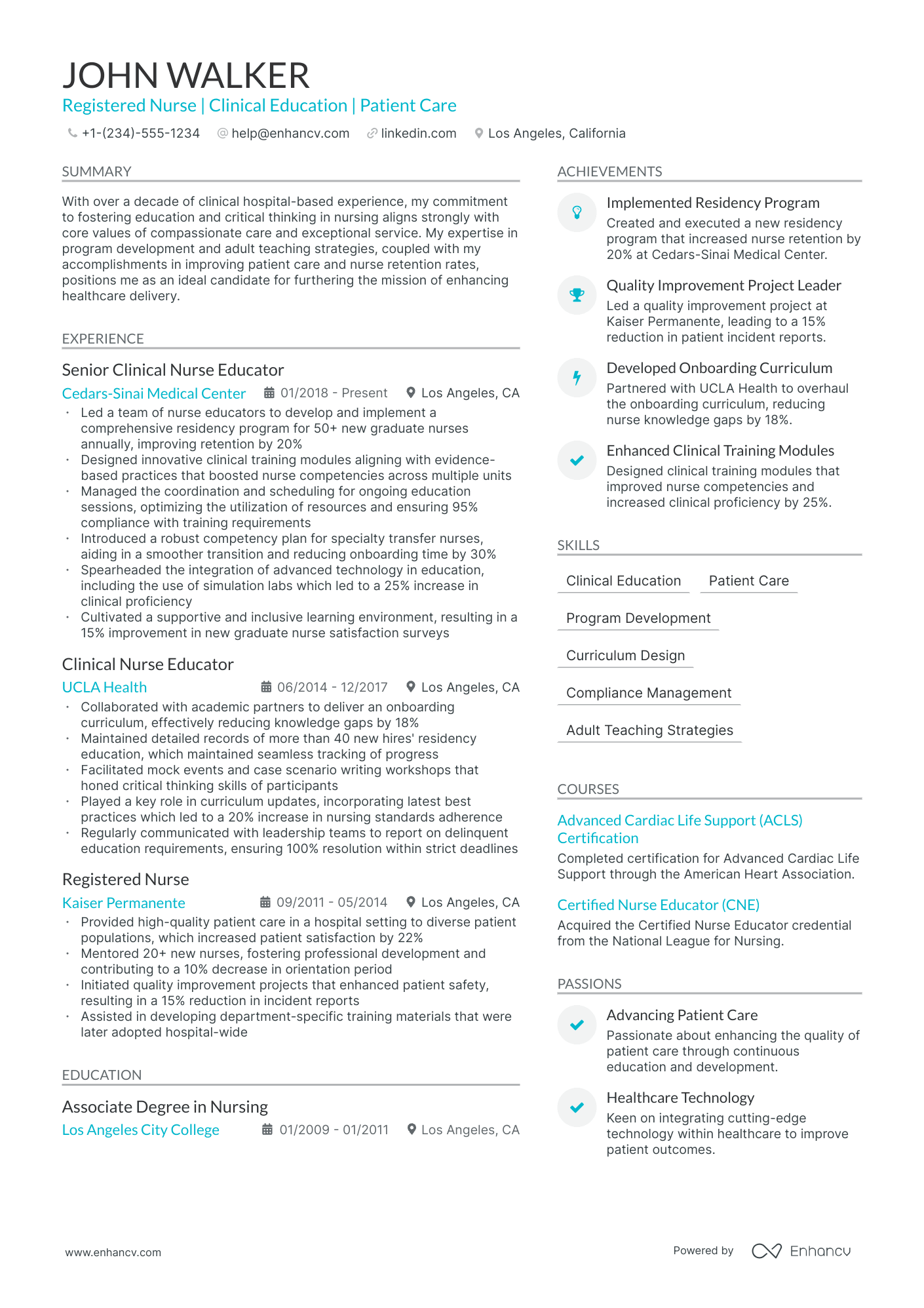 5 Nurse Educator Resume Examples & Guide for 2024