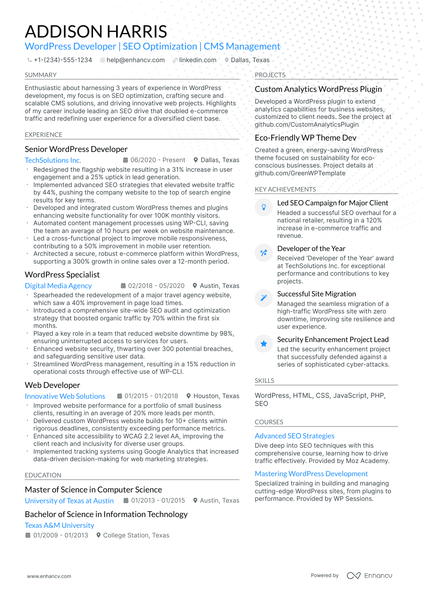 10 Wordpress Developer Resume Examples & Guide for 2026