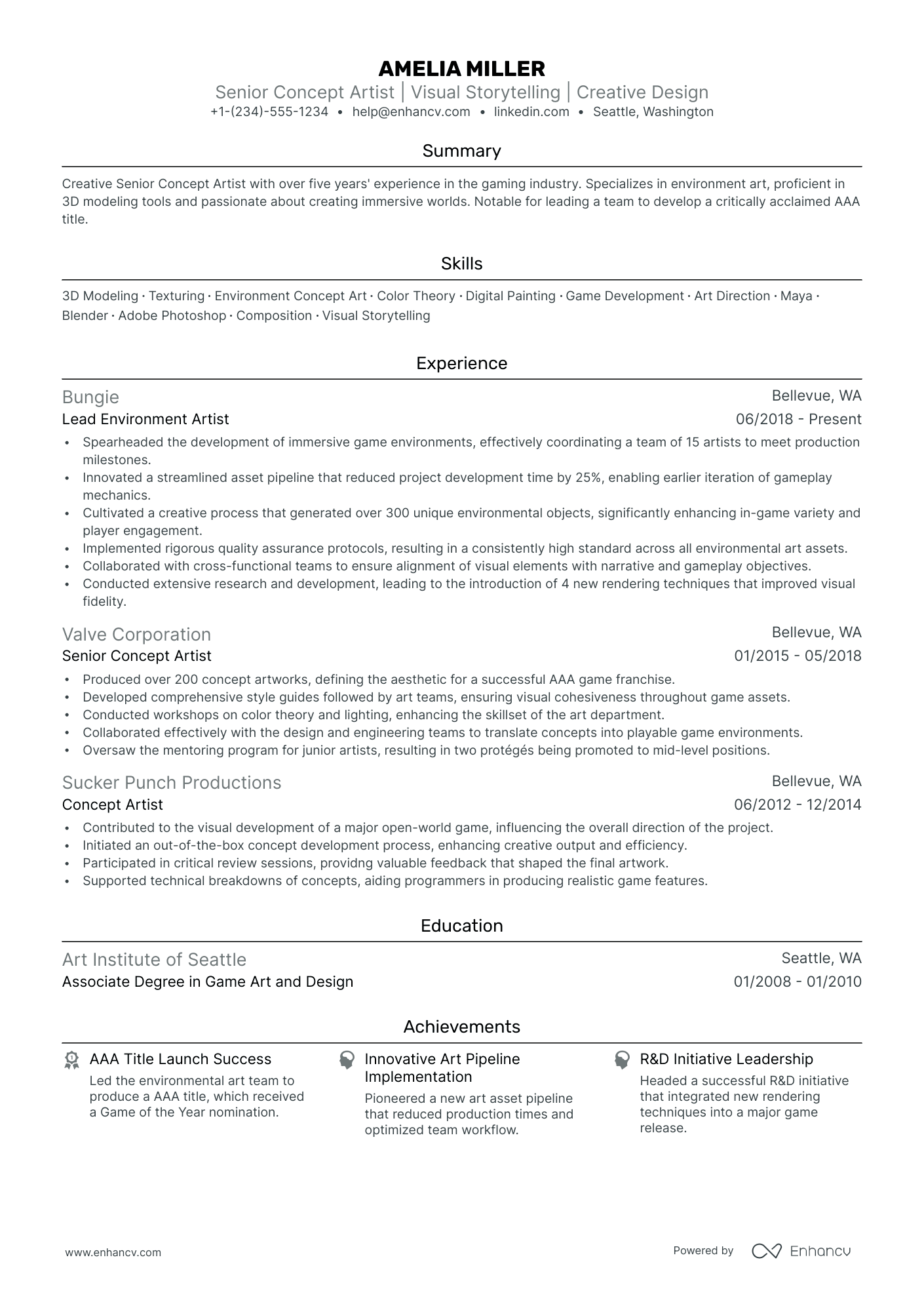 5 Concept Art Resume Examples & Guide for 2024