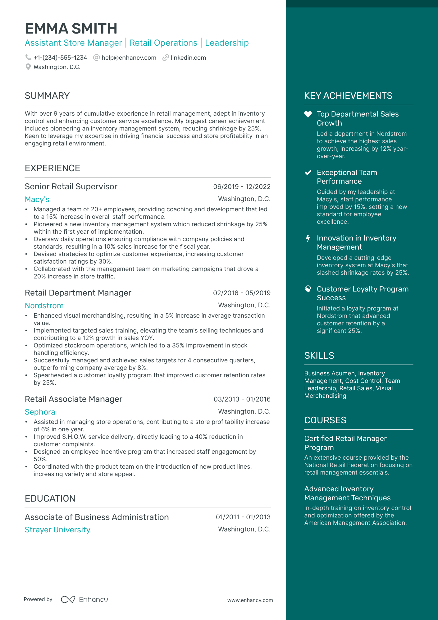 10 Retail Assistant Store Manager Resume Examples & Guide for 2025
