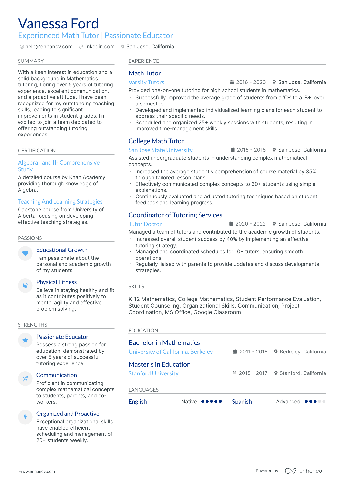 10 Math Tutor Resume Examples & Guide for 2026