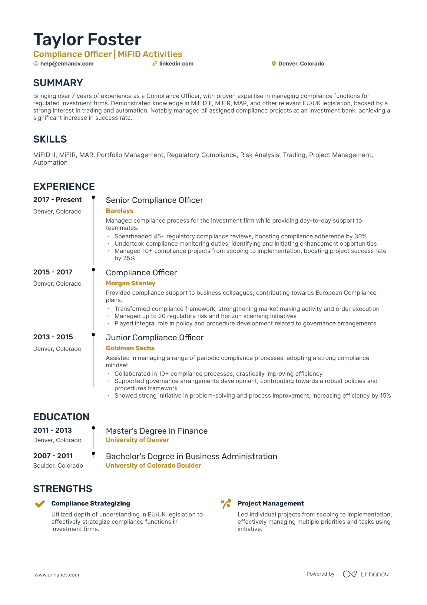 10 Compliance Officer Resume Examples & Guide for 2025