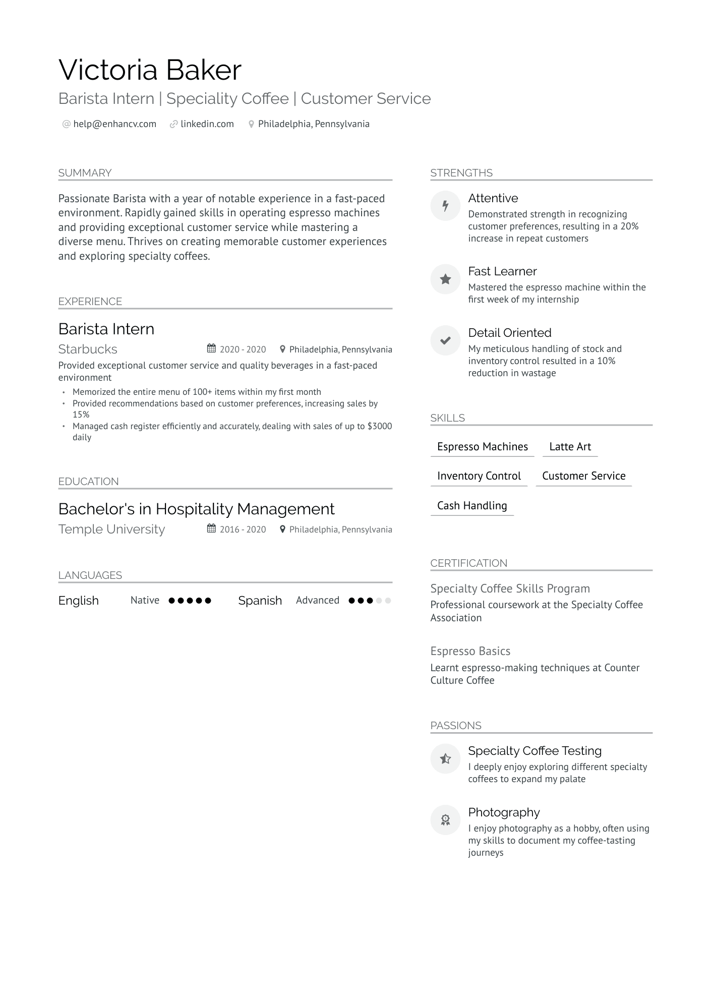 5 Barista Resume Examples & Guide for 2024