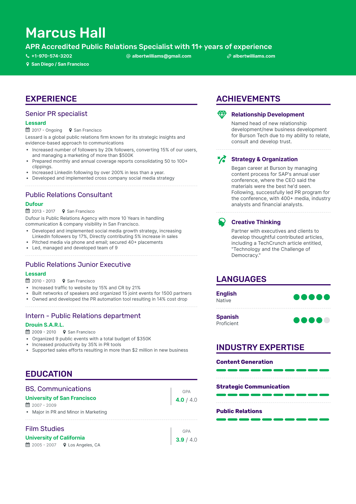 4 Public Relations Specialist Resume Examples & Guide for 2024
